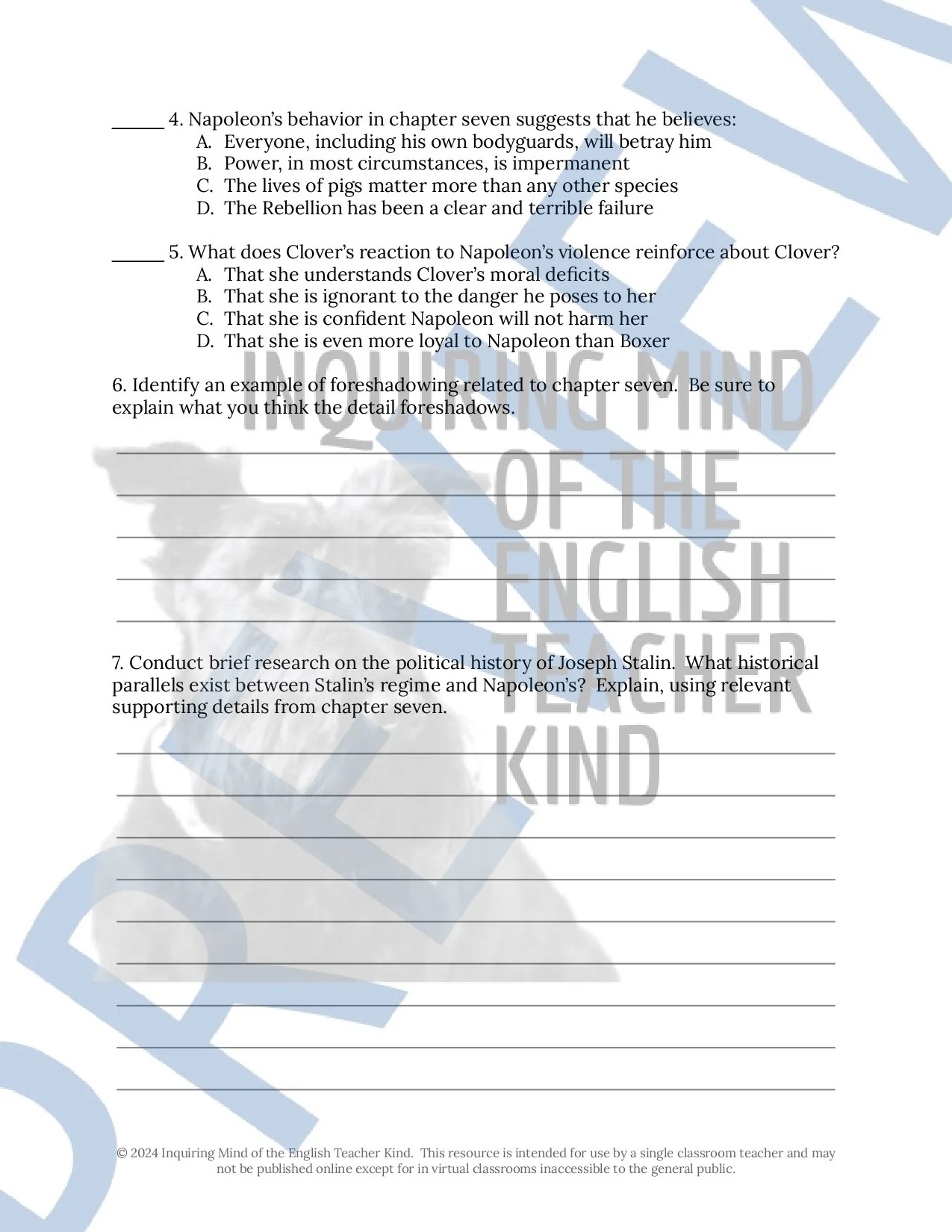 Animal Farm by George Orwell Close Reading Analysis Worksheets Bundle ...