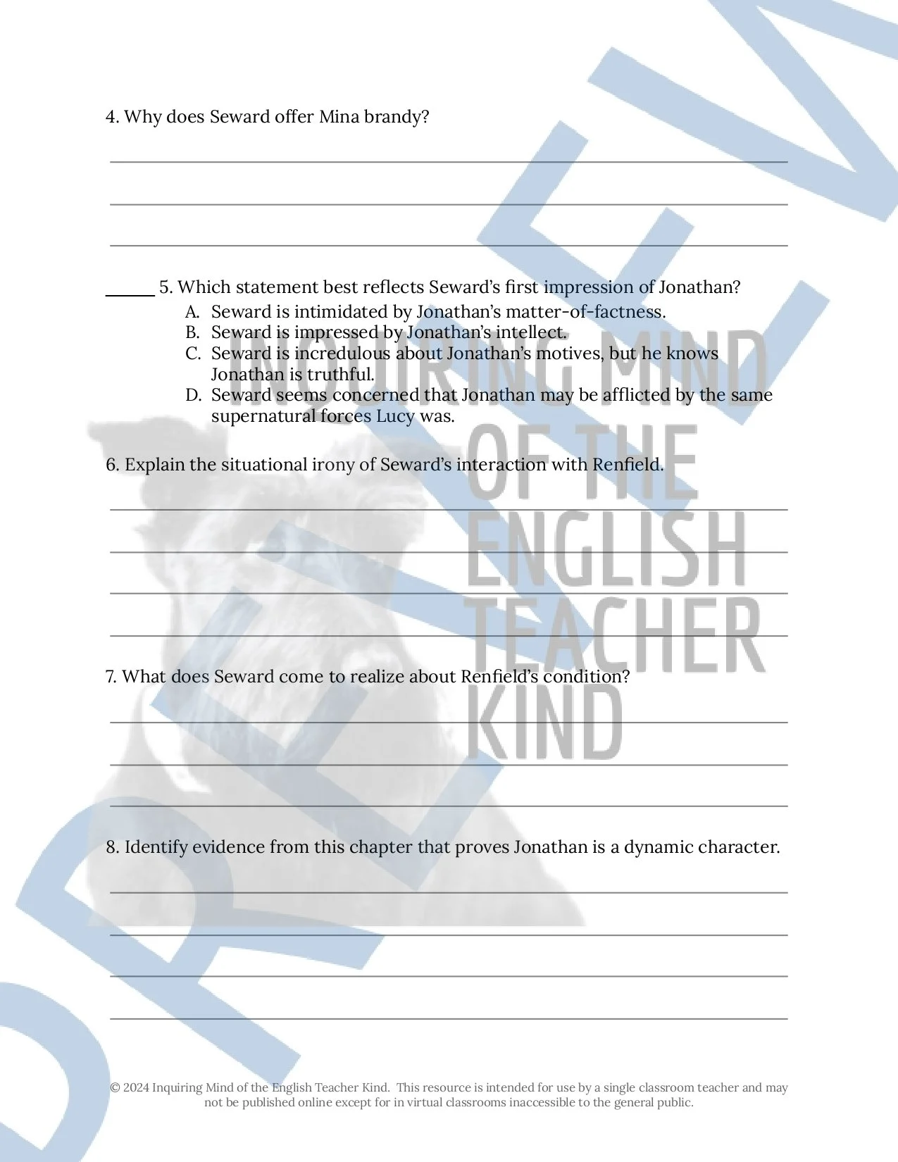 Dracula by Bram Stoker Chapters 14-17 Quiz, Close Reading Inference ...