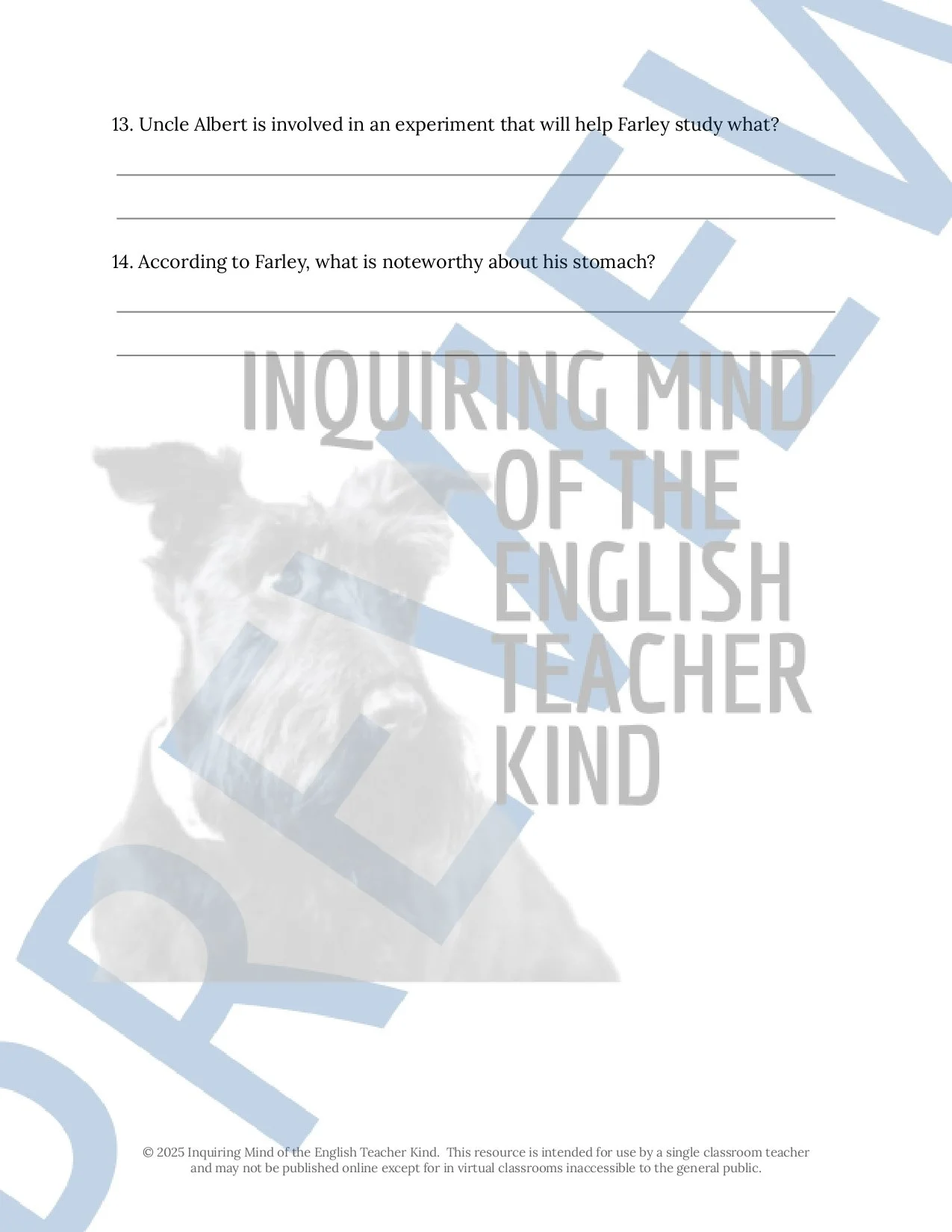 Never Cry Wolf by Farley Mowat Quiz and Answer Key Bundle for High ...