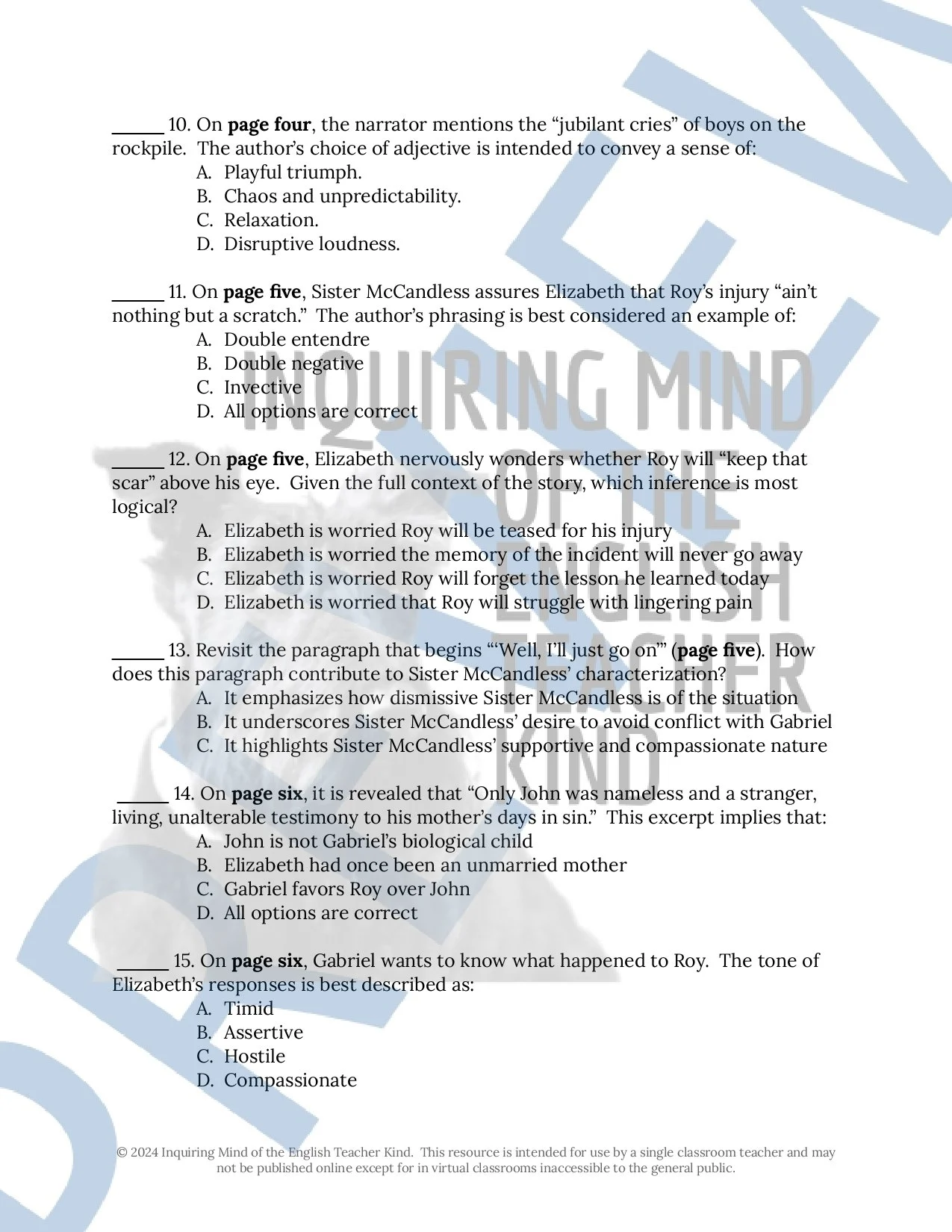 "The Rockpile" by James Baldwin Quiz, Close Reading, and Vocabulary ...