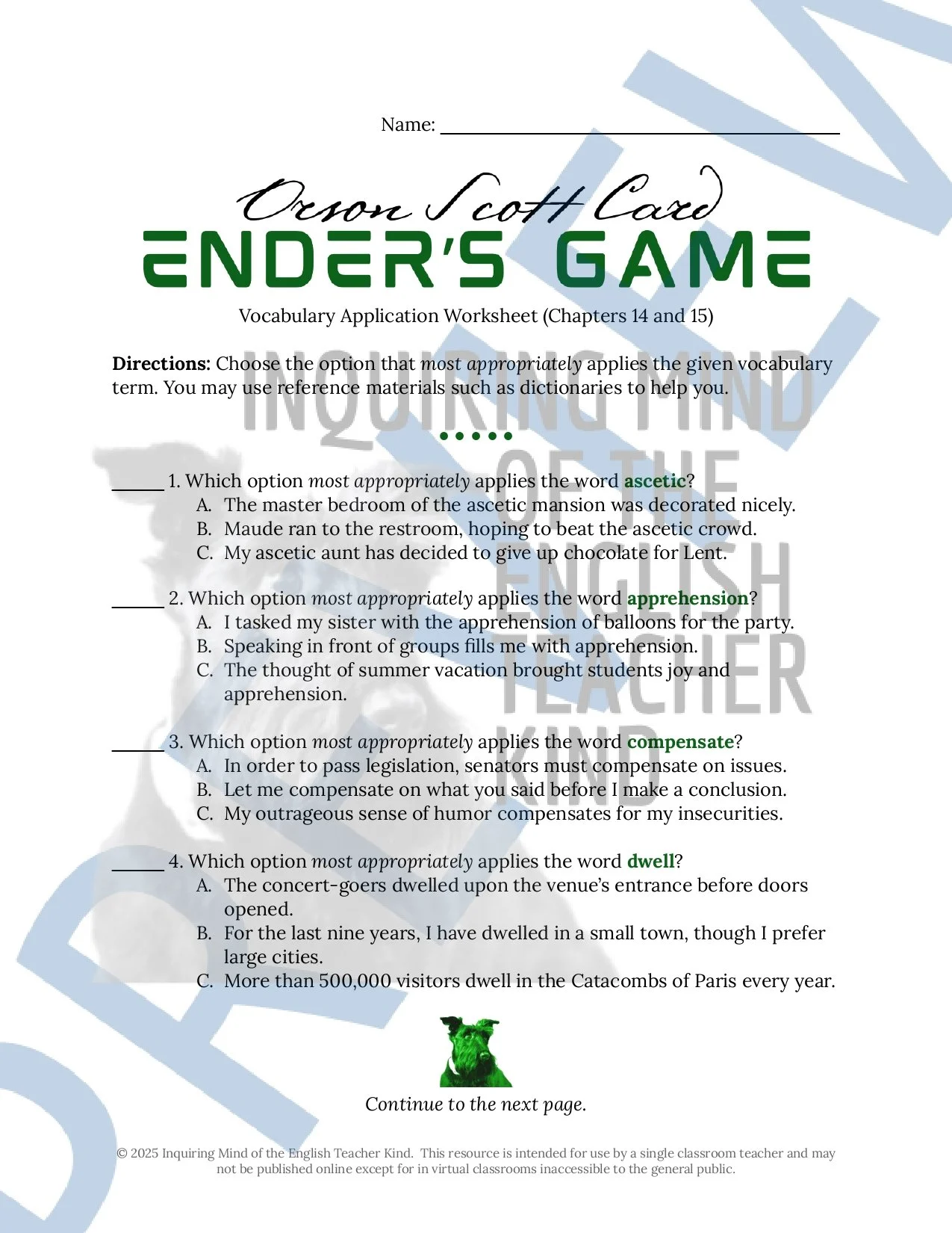 Ender's Game Bundle of Quizzes, Worksheets, Research Projects, Test ...