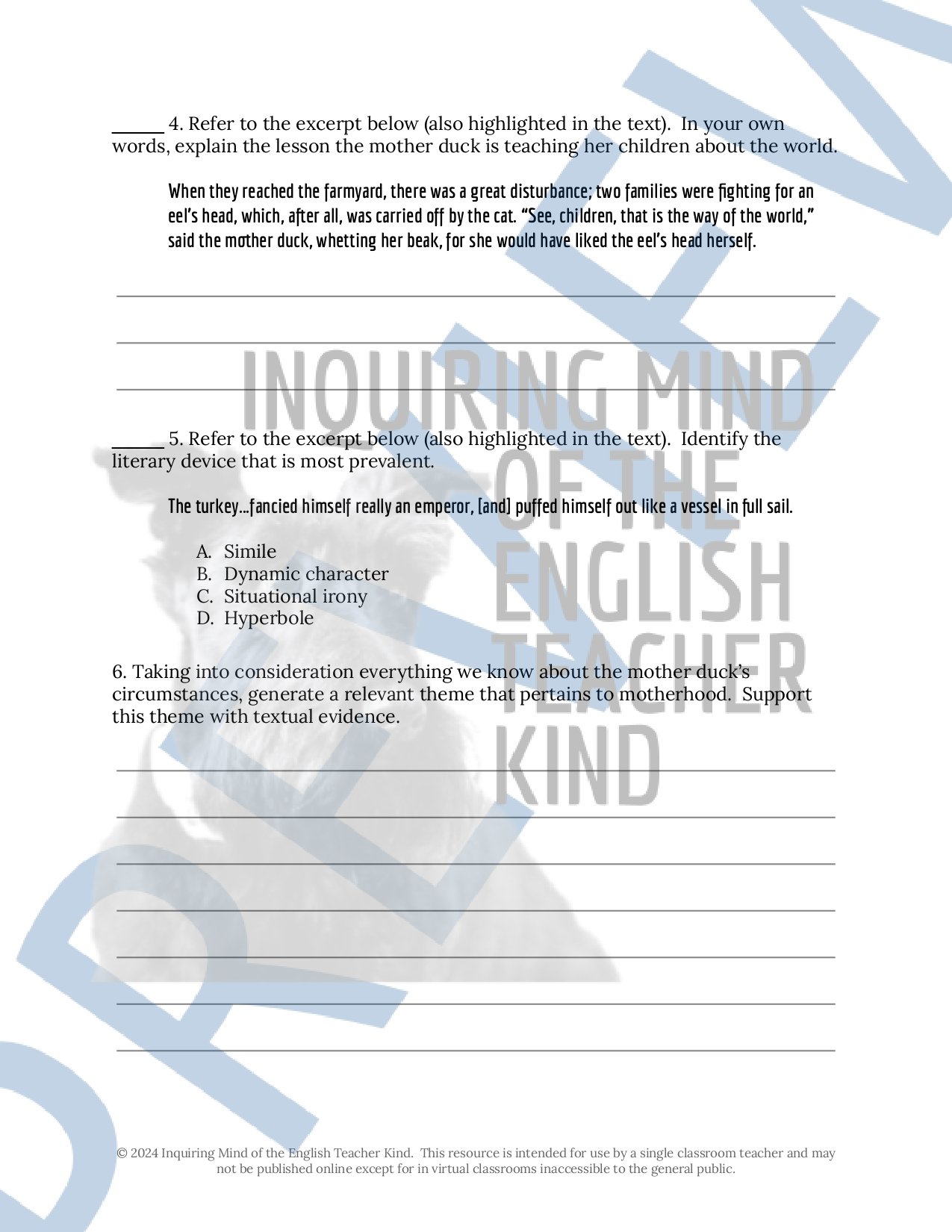 "The Ugly Duckling" Quiz, Close Reading Worksheet, and Vocabulary Games ...