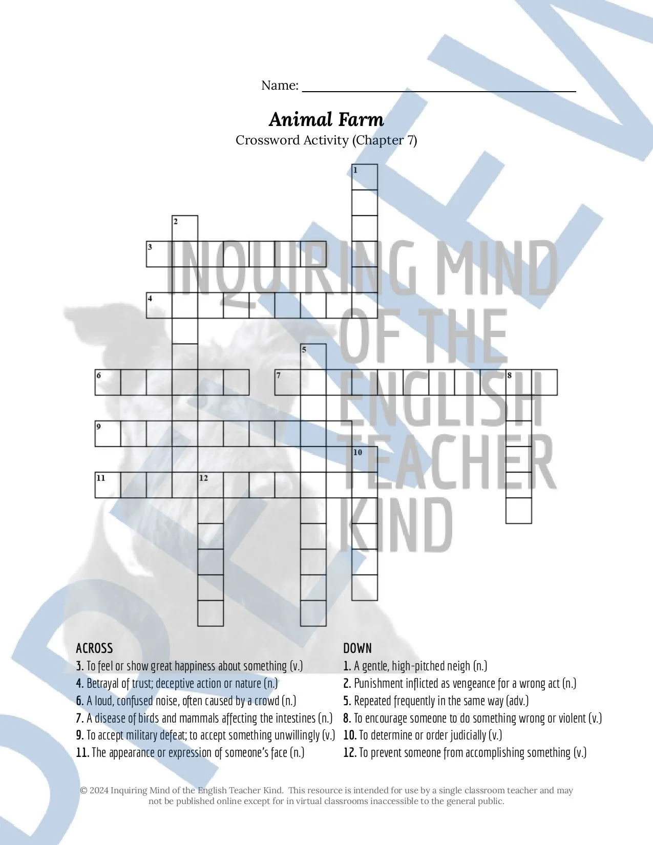 Animal Farm by George Orwell Vocabulary Development Games and ...