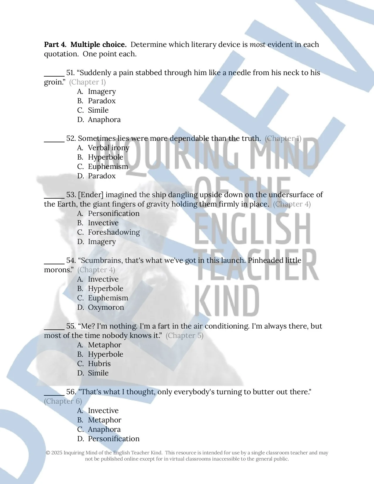 Ender's Game Bundle of Quizzes, Worksheets, Research Projects, Test ...