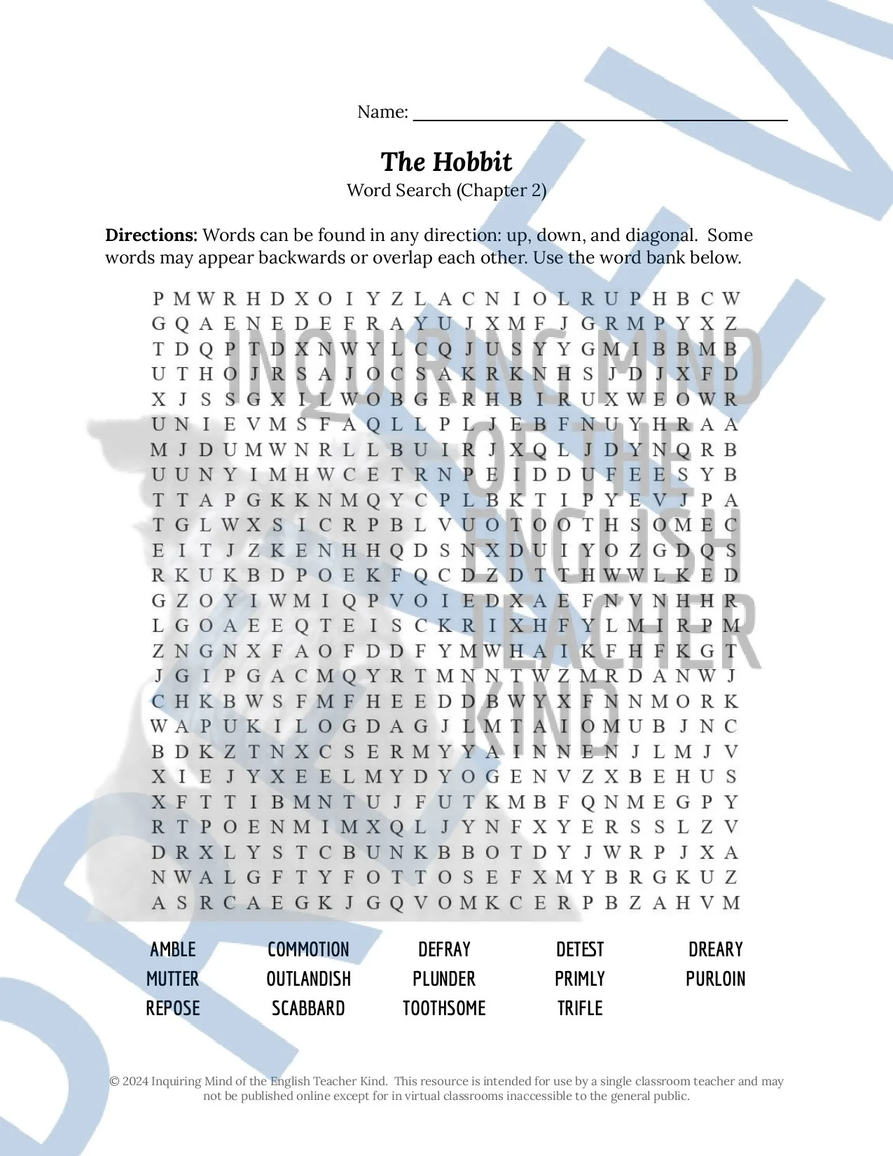 The Hobbit Quiz, Close Reading, and Vocabulary Games Bundle (Chapters 1 ...