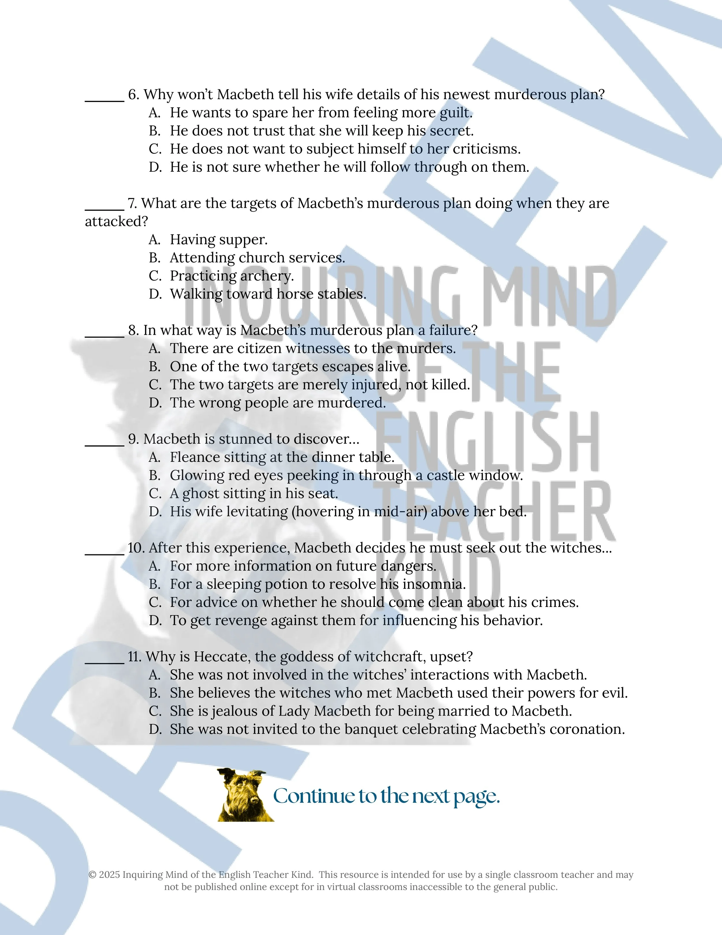 Macbeth Act 3 Quiz and Close Reading Worksheets Bundle by Inquiring ...