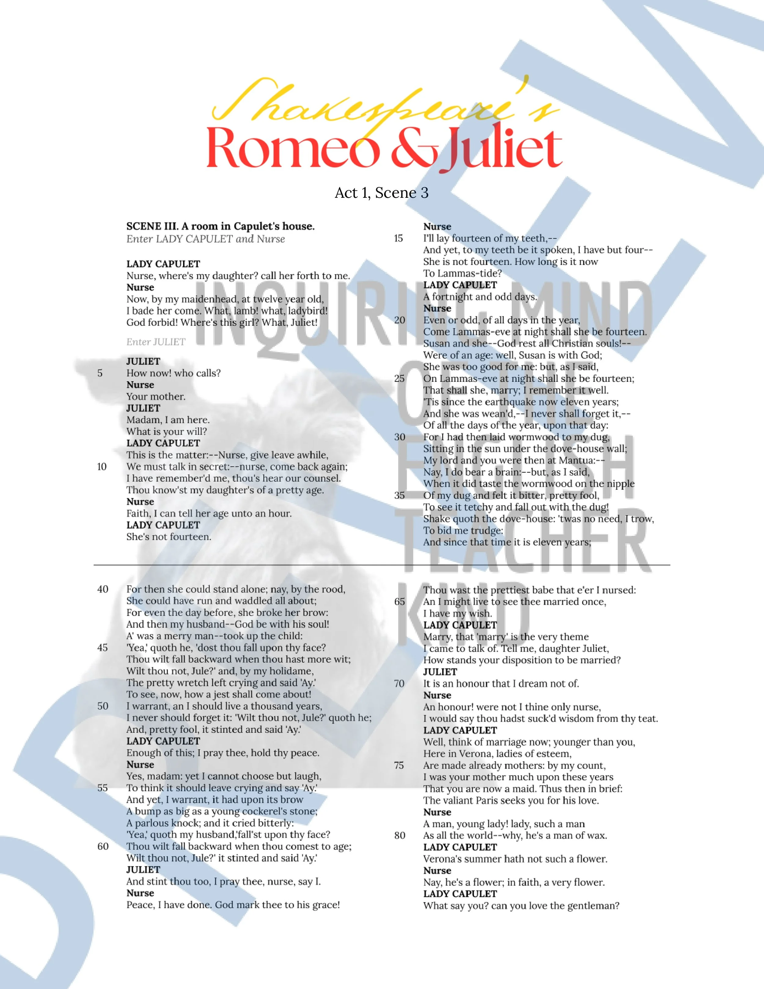 Romeo and Juliet Act 1 Reading Guide, Quiz, and Close Reading Bundle ...