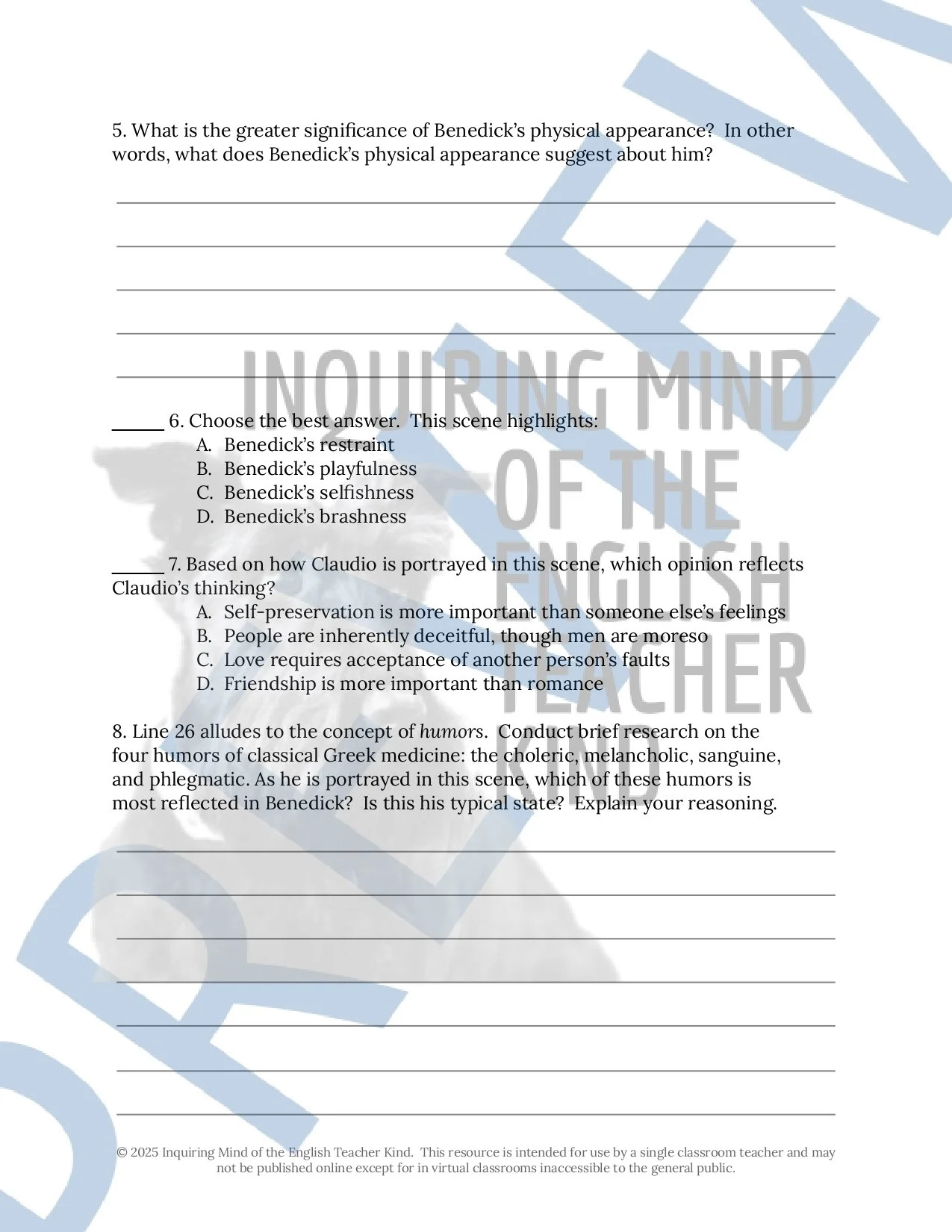 Much Ado About Nothing Close Reading Analysis Worksheets Bundle with ...