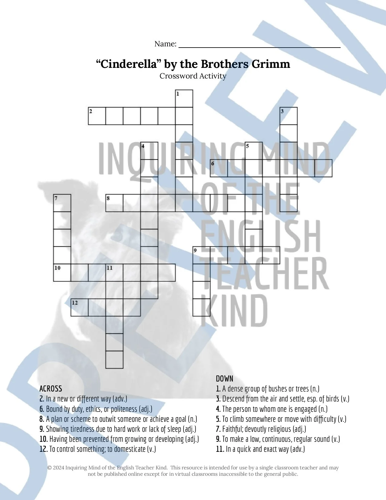 "Cinderella" by the Brothers Grimm Quiz, Close Reading, and Vocabulary ...