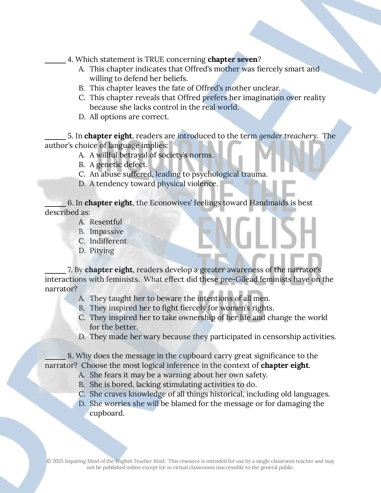 The Handmaid's Tale Close Reading Analysis Worksheets Bundle with ...