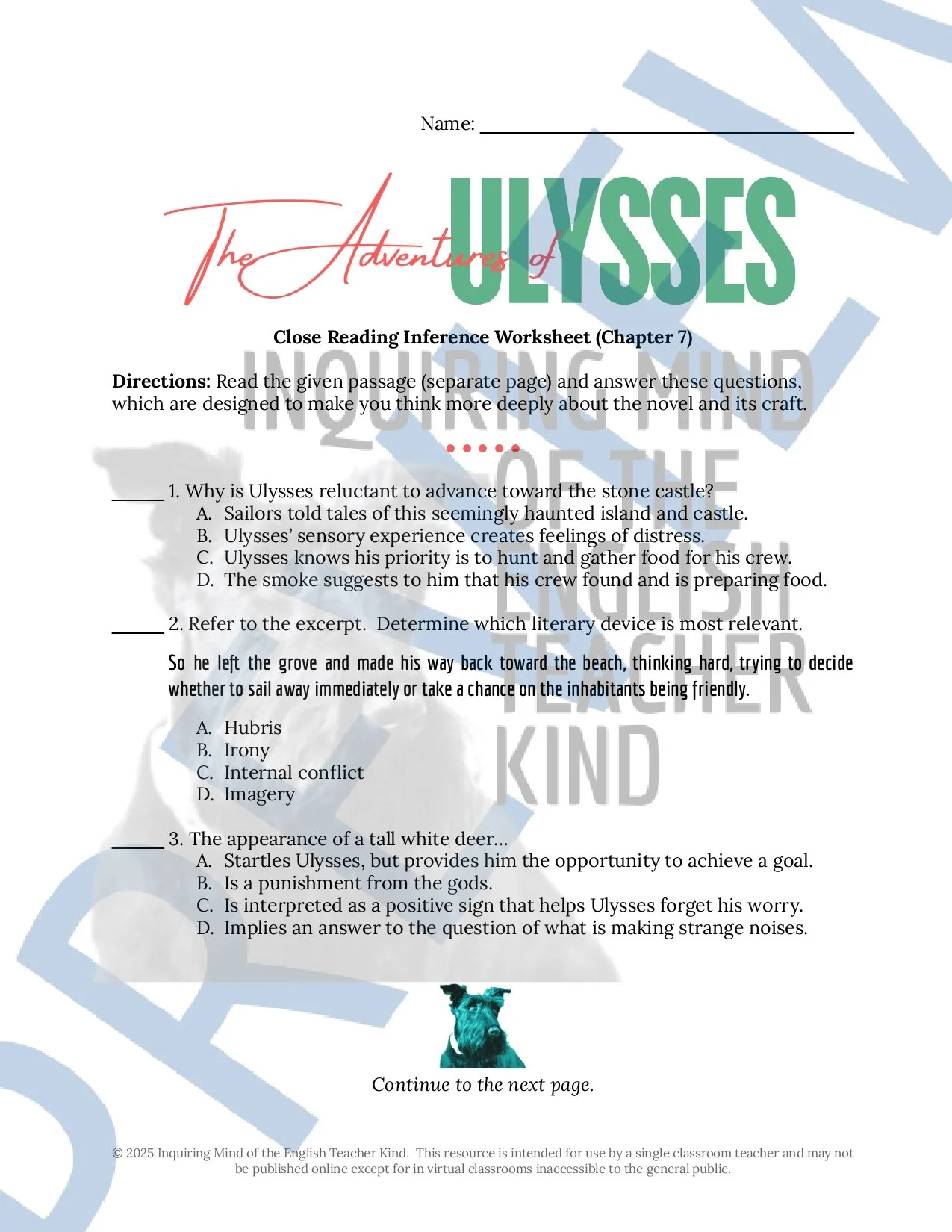 Adventures of Ulysses Chapter 7 Quiz, Close Reading Activity, and ...