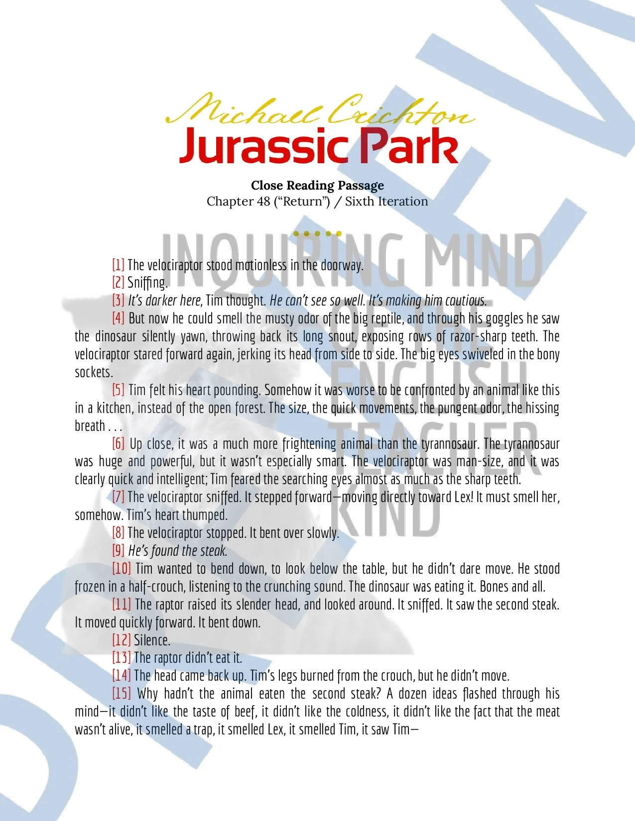 Jurassic Park Quizzes, Analysis Worksheets, Vocabulary Games, Project ...