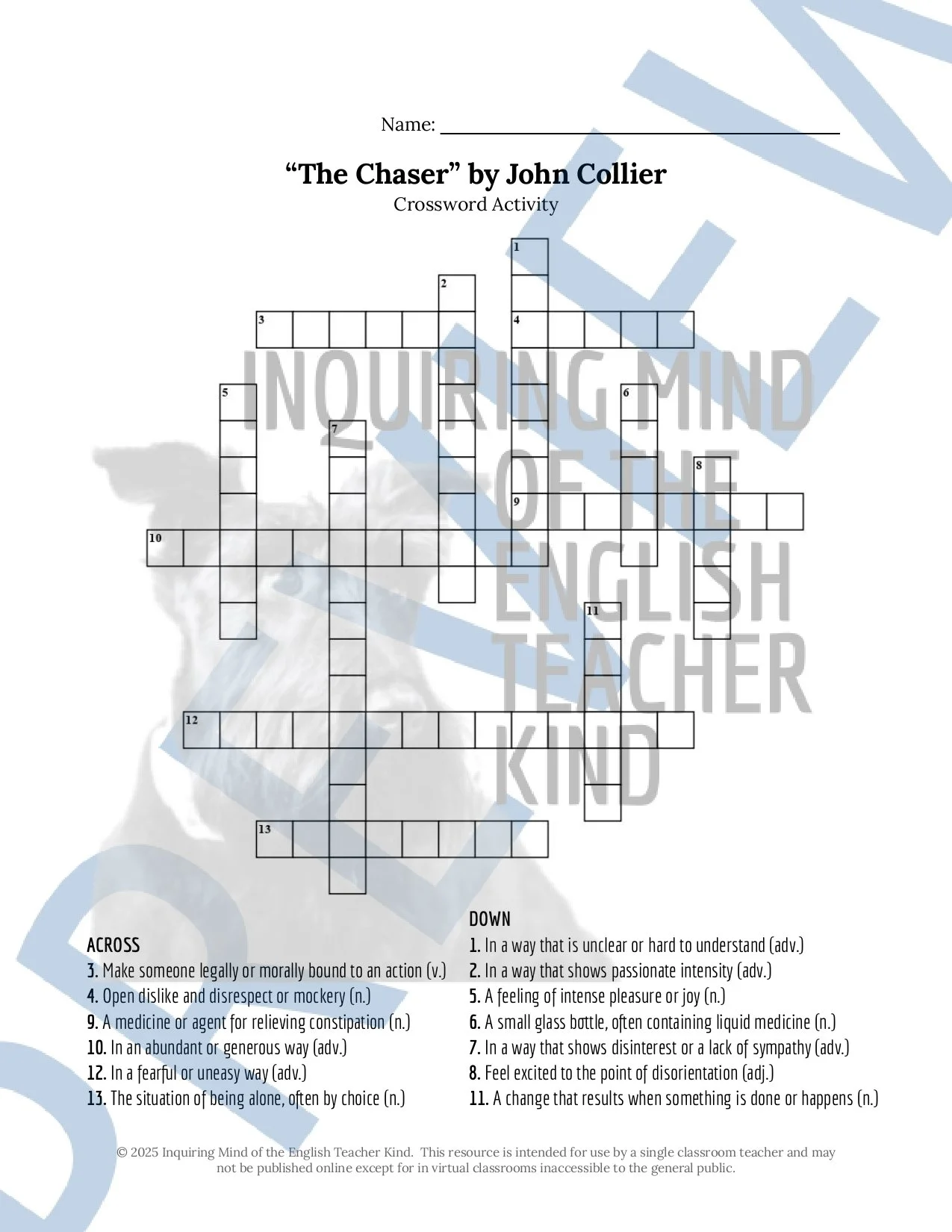 "The Chaser" by John Collier Quiz, Close Reading, and Vocabulary Games ...