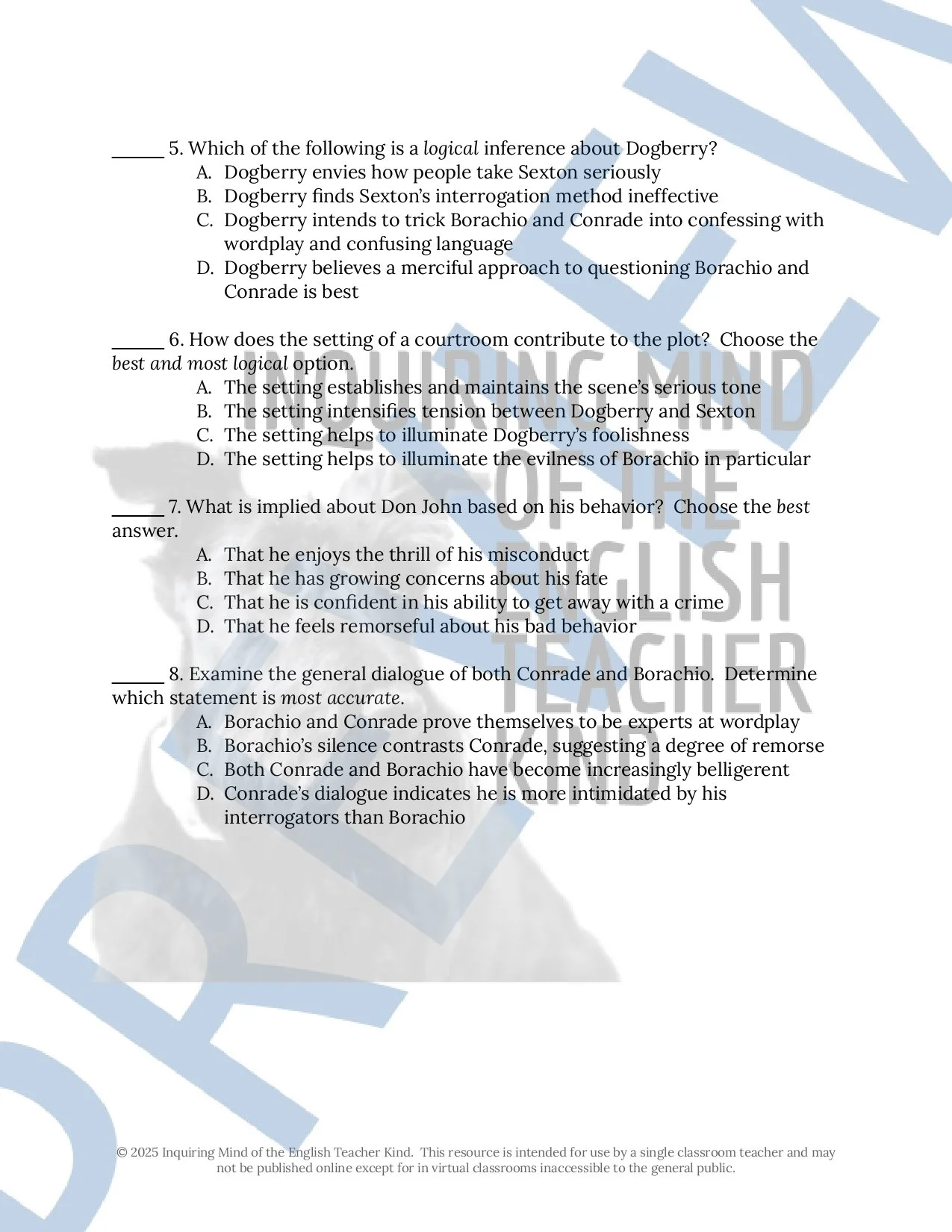 Much Ado About Nothing Close Reading Analysis Worksheets Bundle with ...