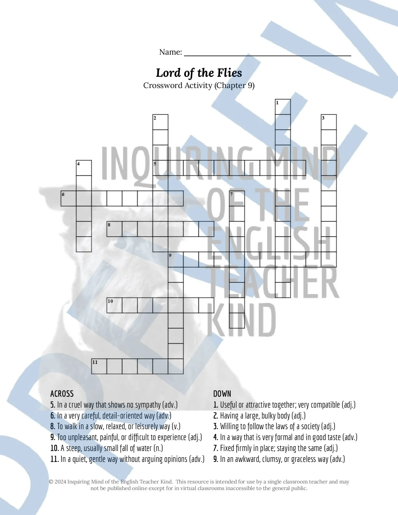 Lord of the Flies Vocabulary Development Games and Activities for High ...
