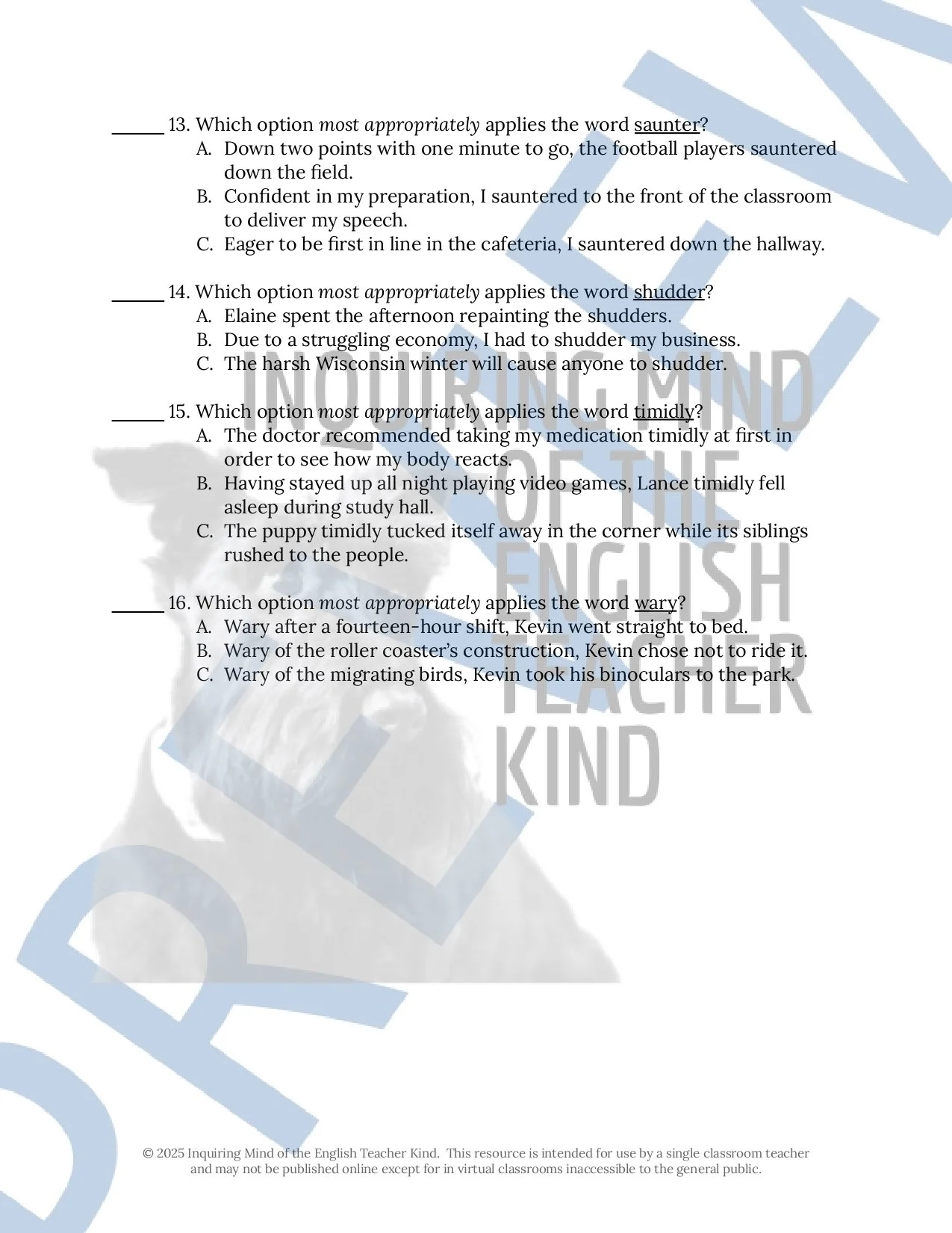 Never Cry Wolf by Farley Mowat Vocabulary Games for High School English ...