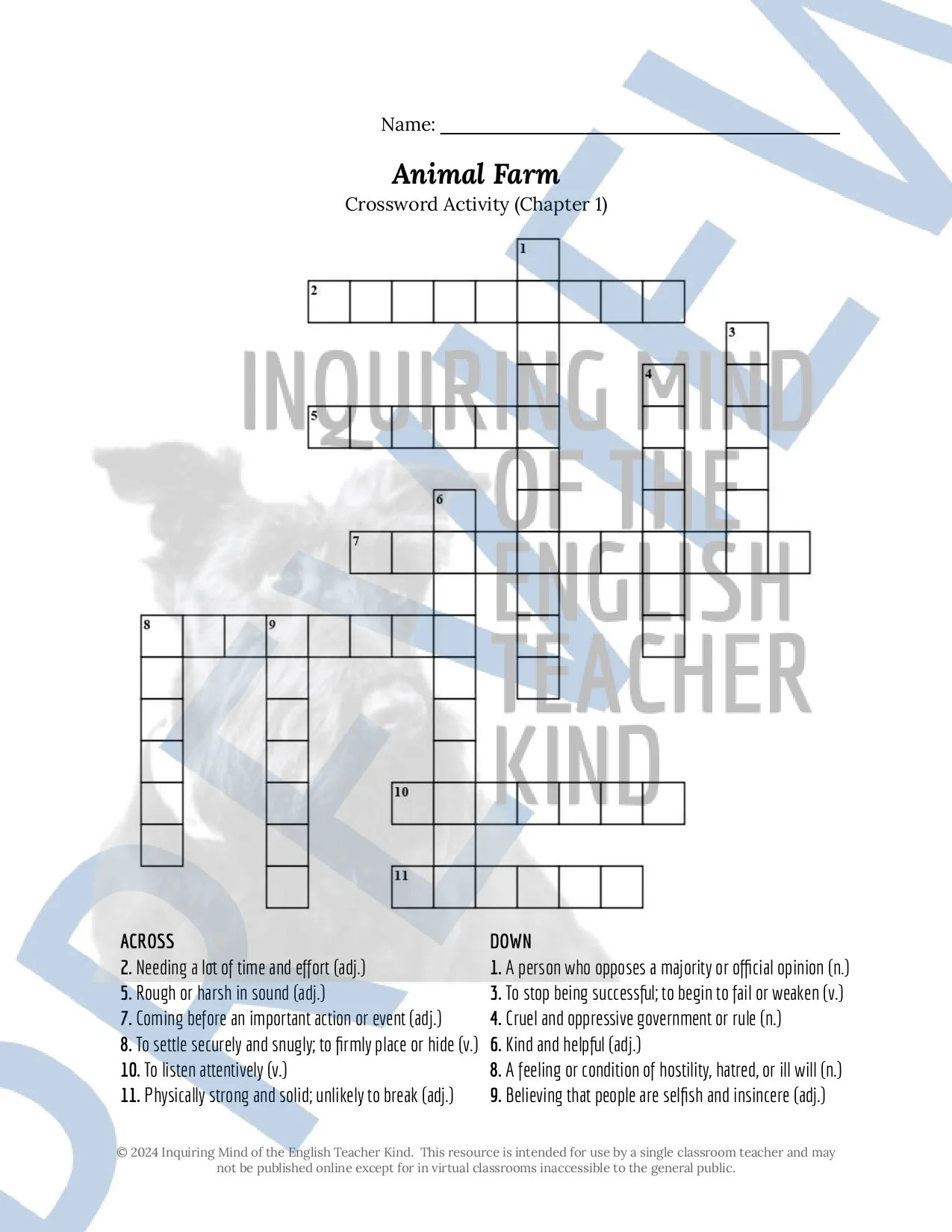 Animal Farm by George Orwell Vocabulary Development Games and ...