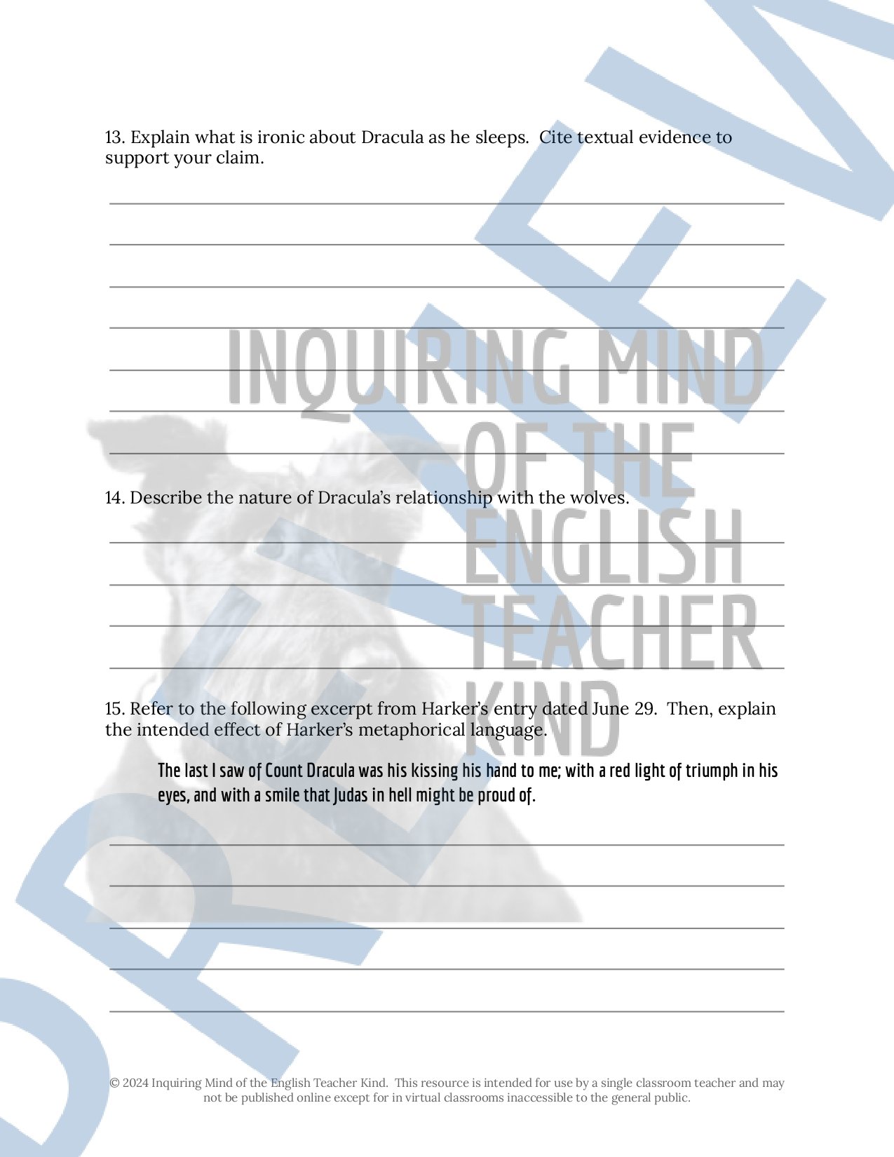 Dracula by Bram Stoker Chapters 1-4 Quiz, Close Reading Worksheets, and ...