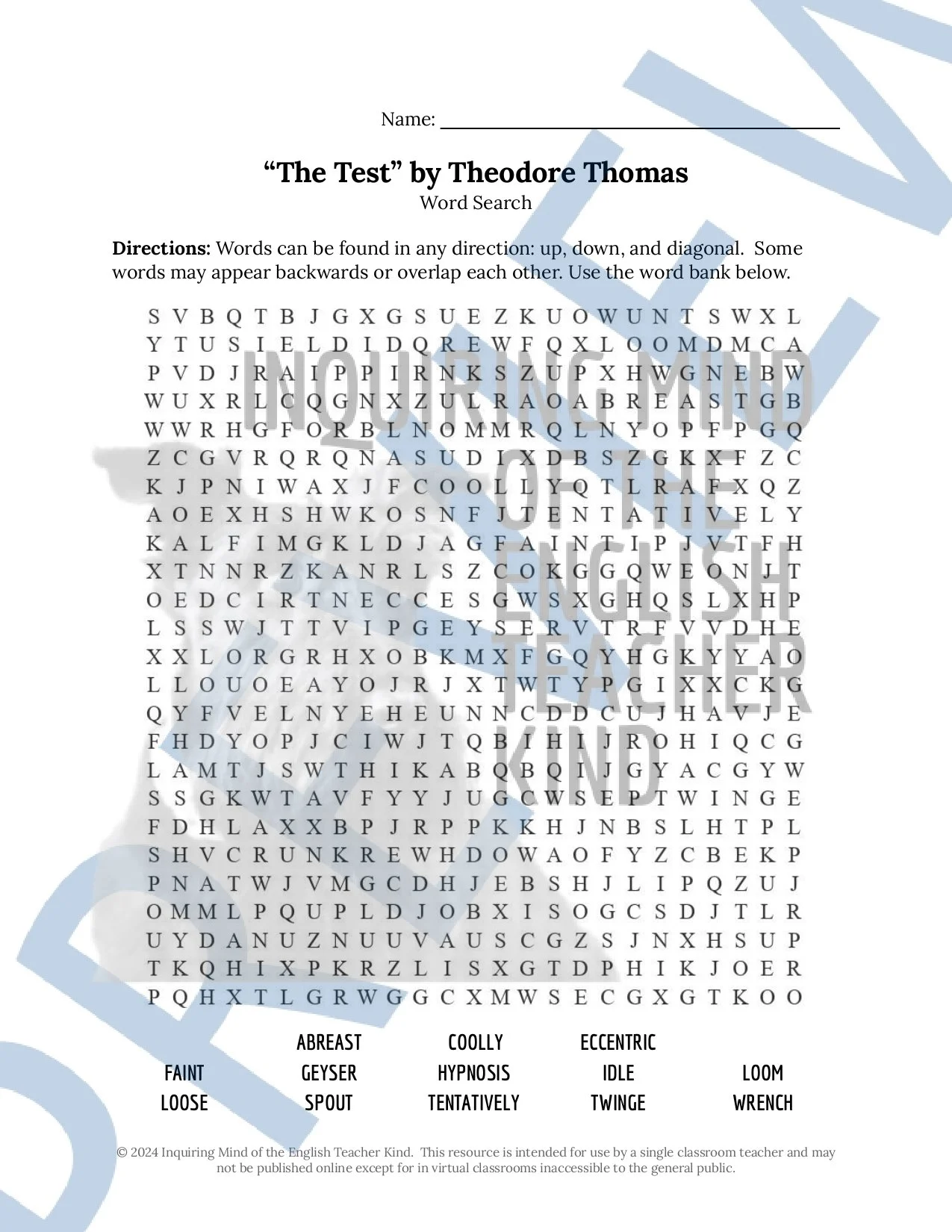 "The Test" by Theodore Thomas Quiz, Close Reading Activity, and ...