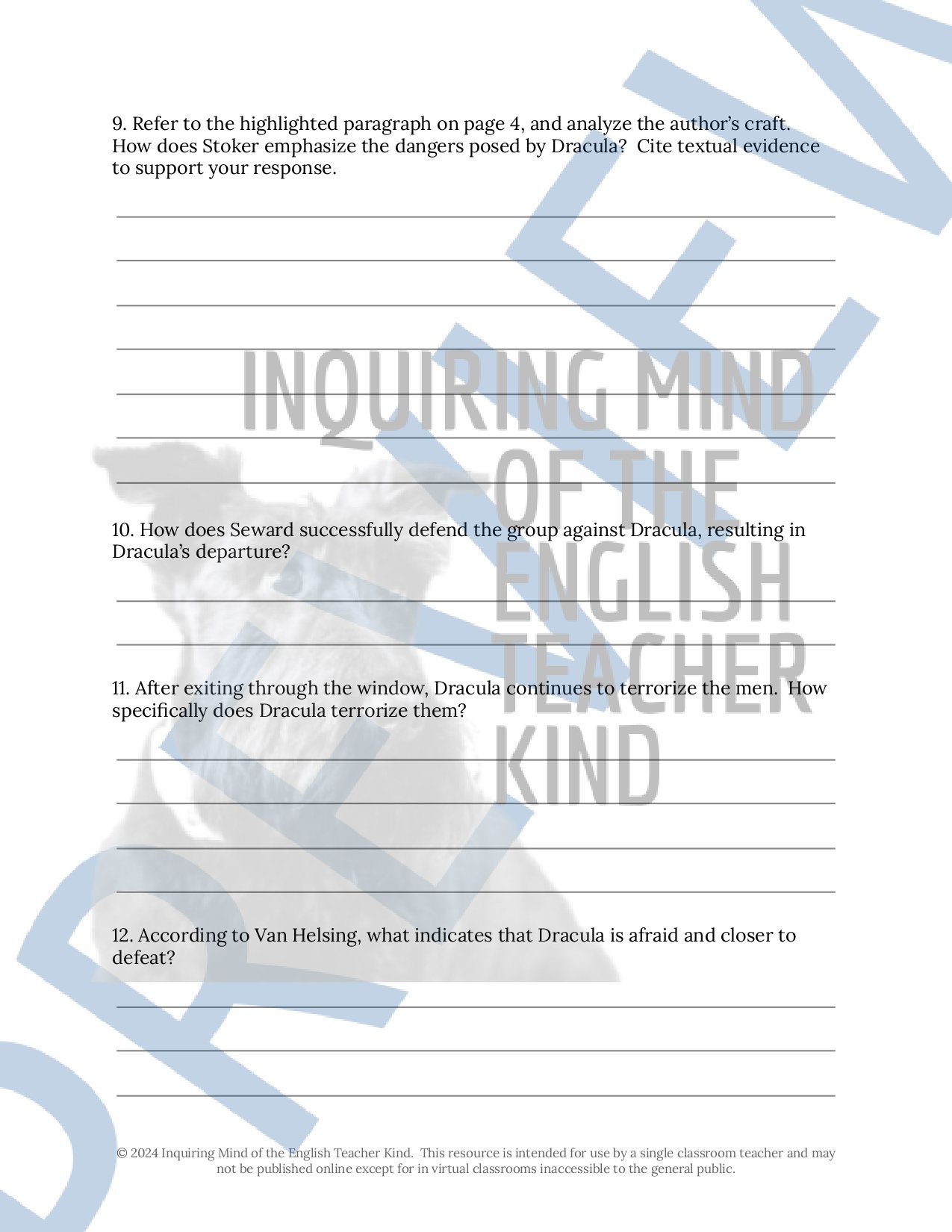 Dracula by Bram Stoker Chapters 22-24 Quiz, Close Reading Inference ...