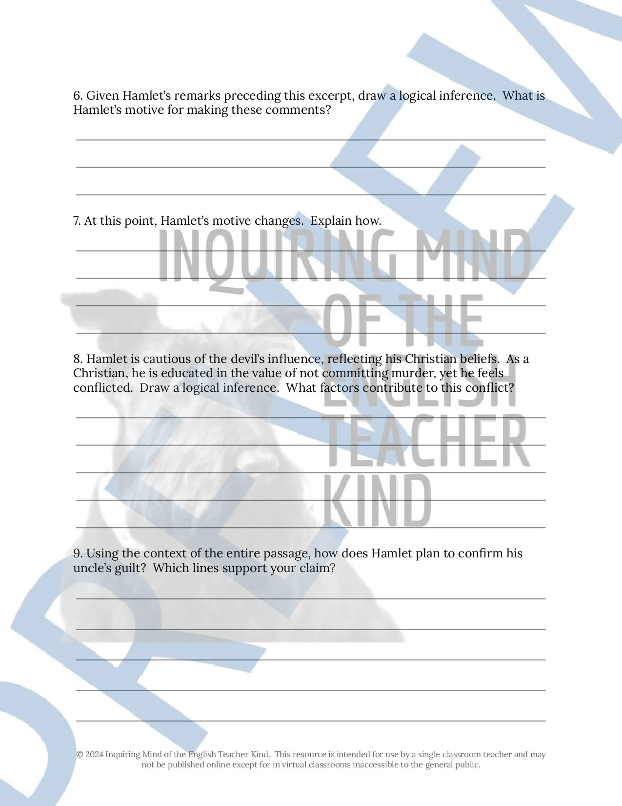 Hamlet Act 2 Quiz, Close Reading Worksheets, and Vocabulary Games ...