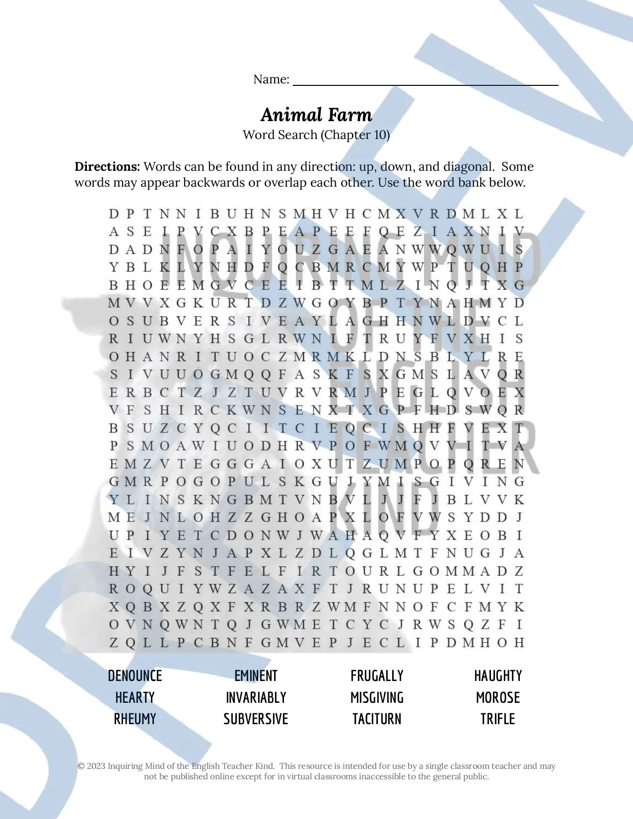 Animal Farm by George Orwell Vocabulary Development Games and ...