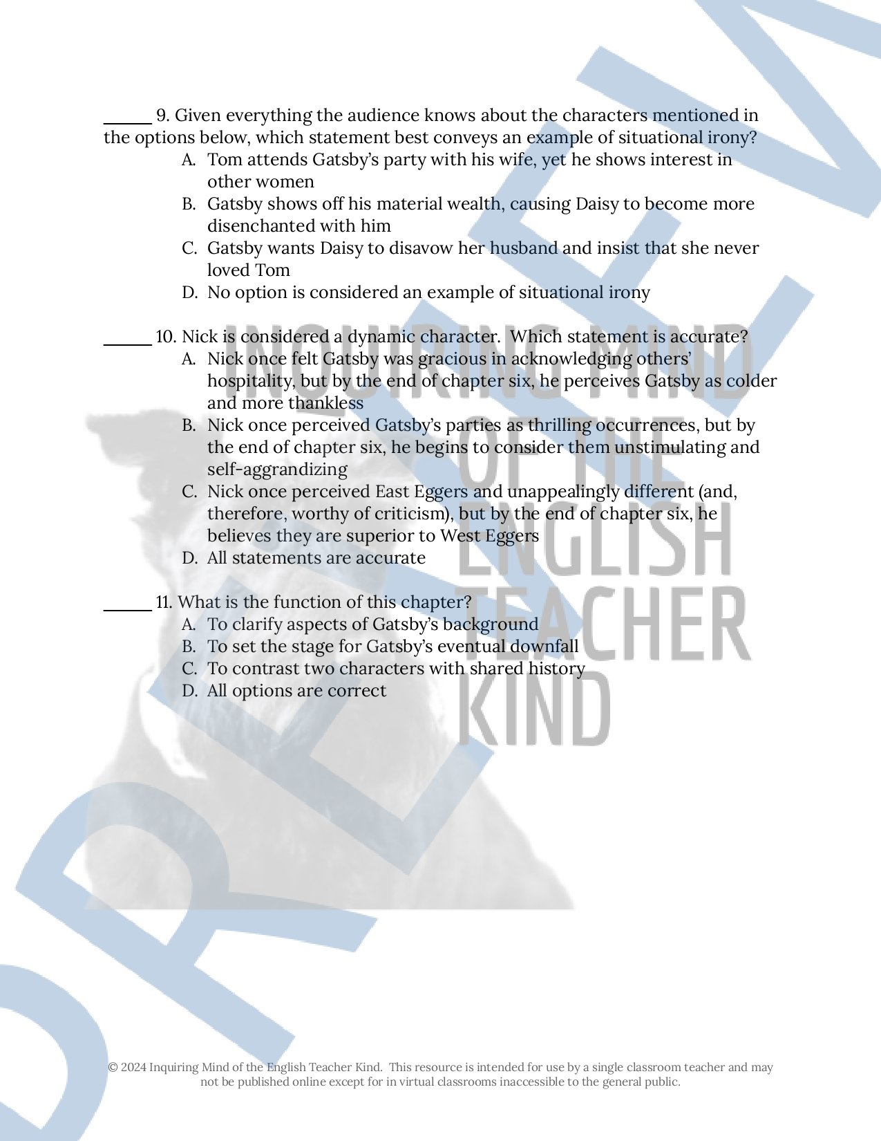 The Great Gatsby by F. Scott Fitzgerald Close Reading Analysis ...