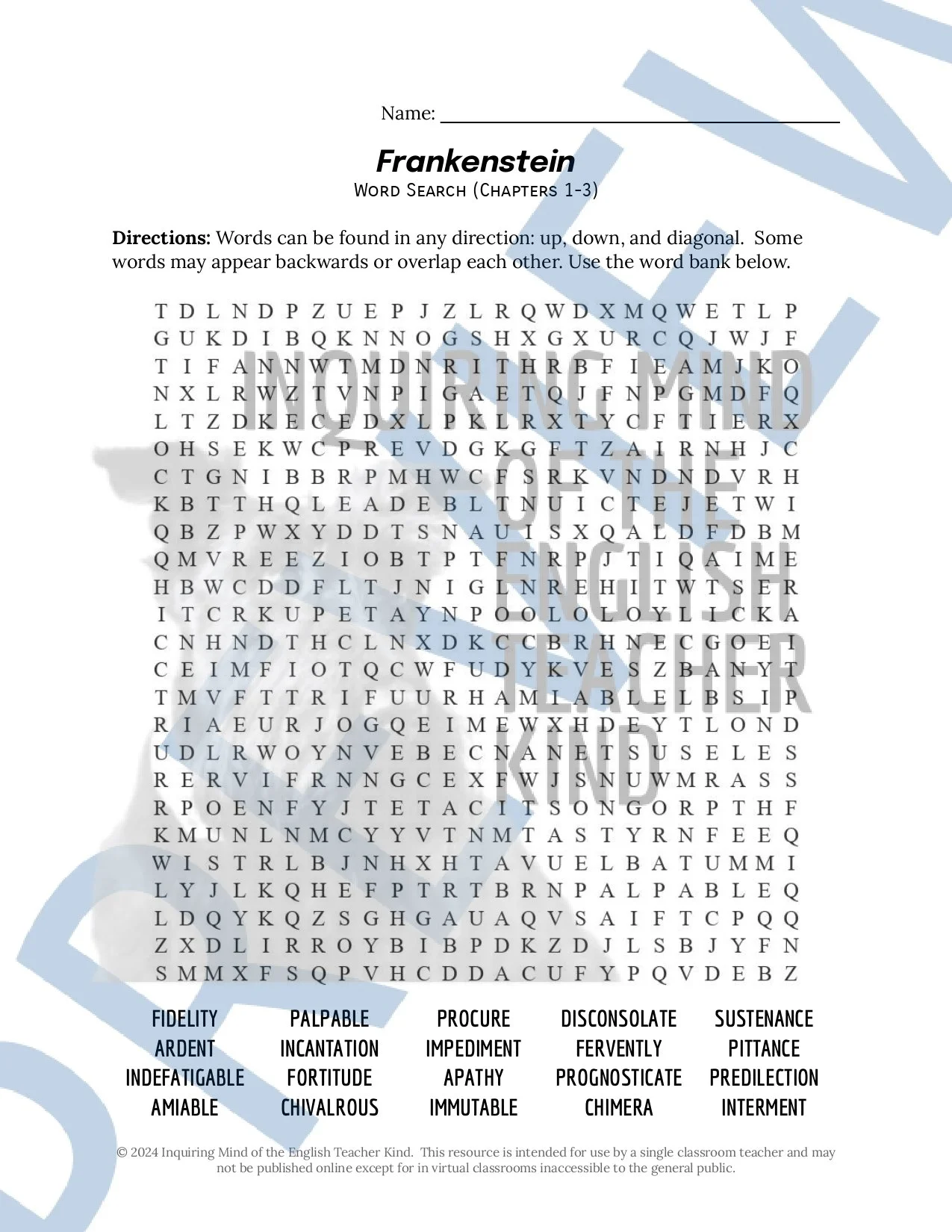 Frankenstein by Mary Shelley Vocabulary Games and Activities Bundle ...
