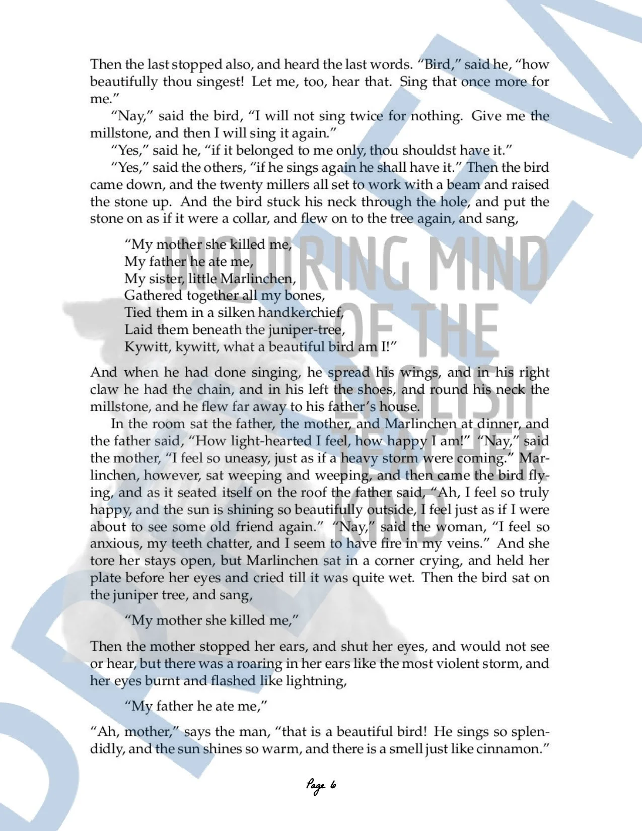 "The Juniper Tree" by the Brothers Grimm Quiz, Close Reading Worksheet ...