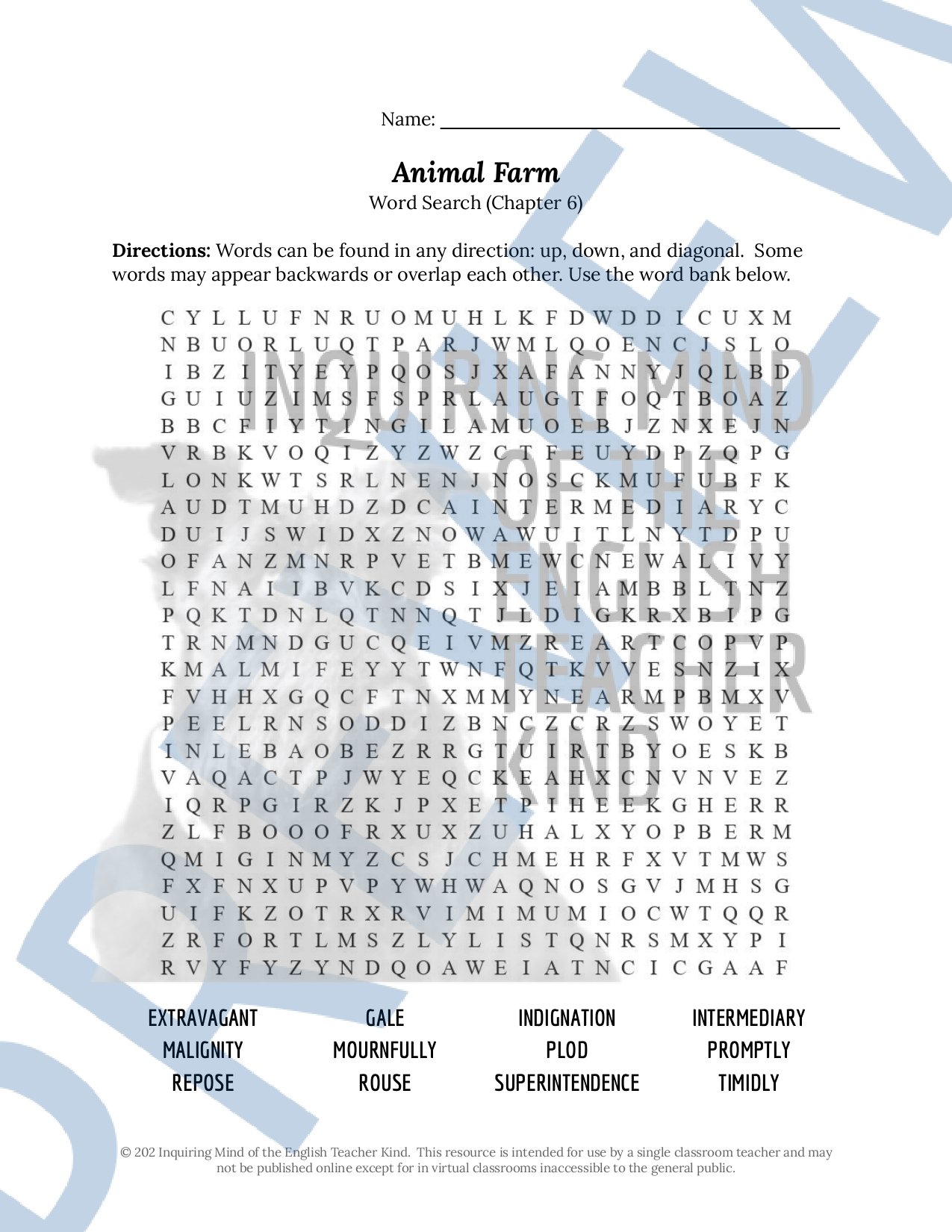 Animal Farm by George Orwell Vocabulary Development Games and ...