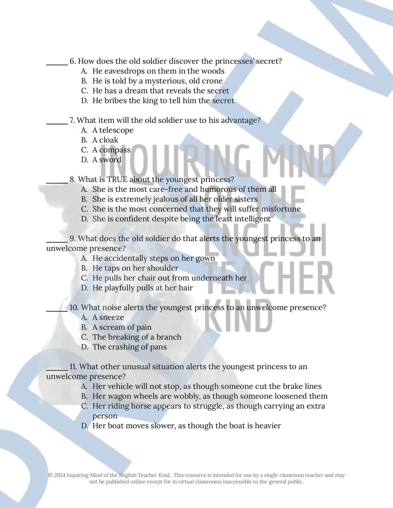 "The Twelve Dancing Princesses" Quiz, Close Reading Activity, and ...