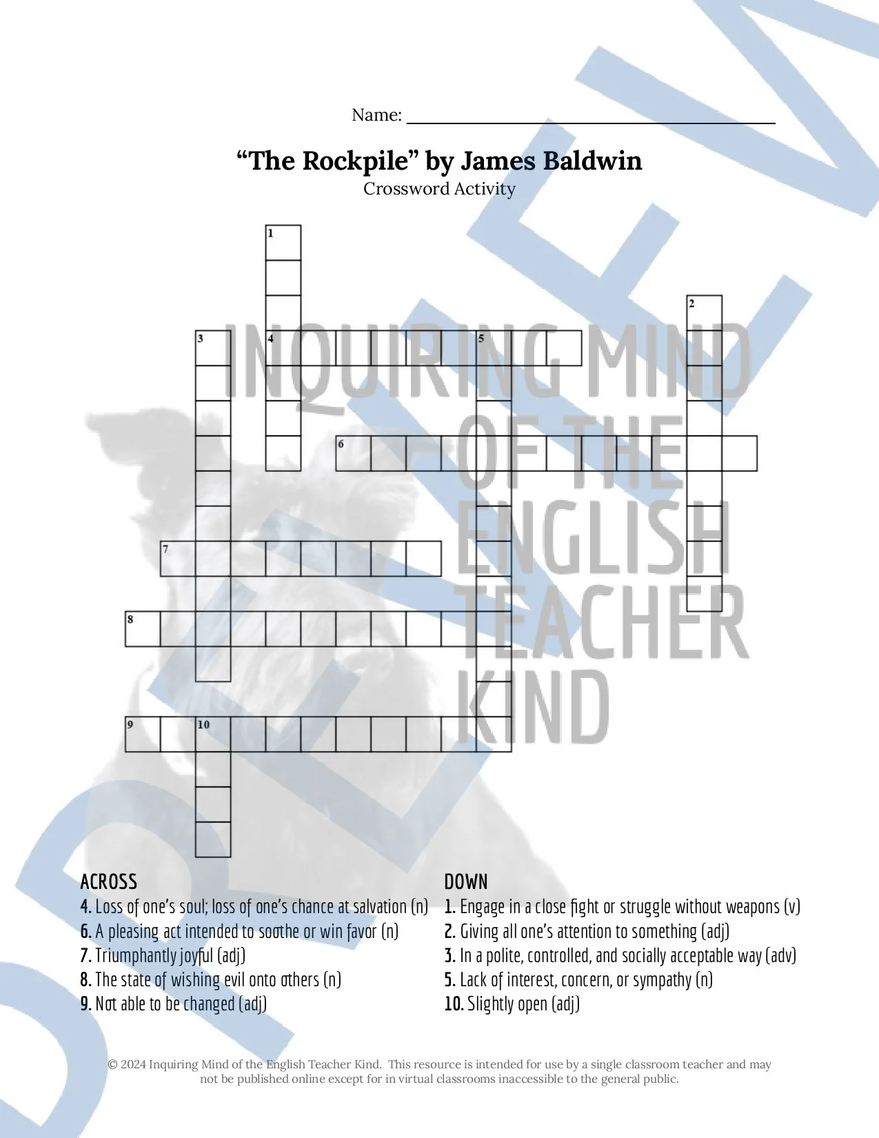 "The Rockpile" by James Baldwin Quiz, Close Reading, and Vocabulary ...