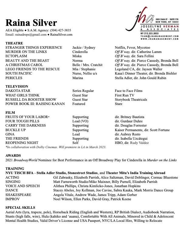 Raina Silver's Resume — Raina Silver