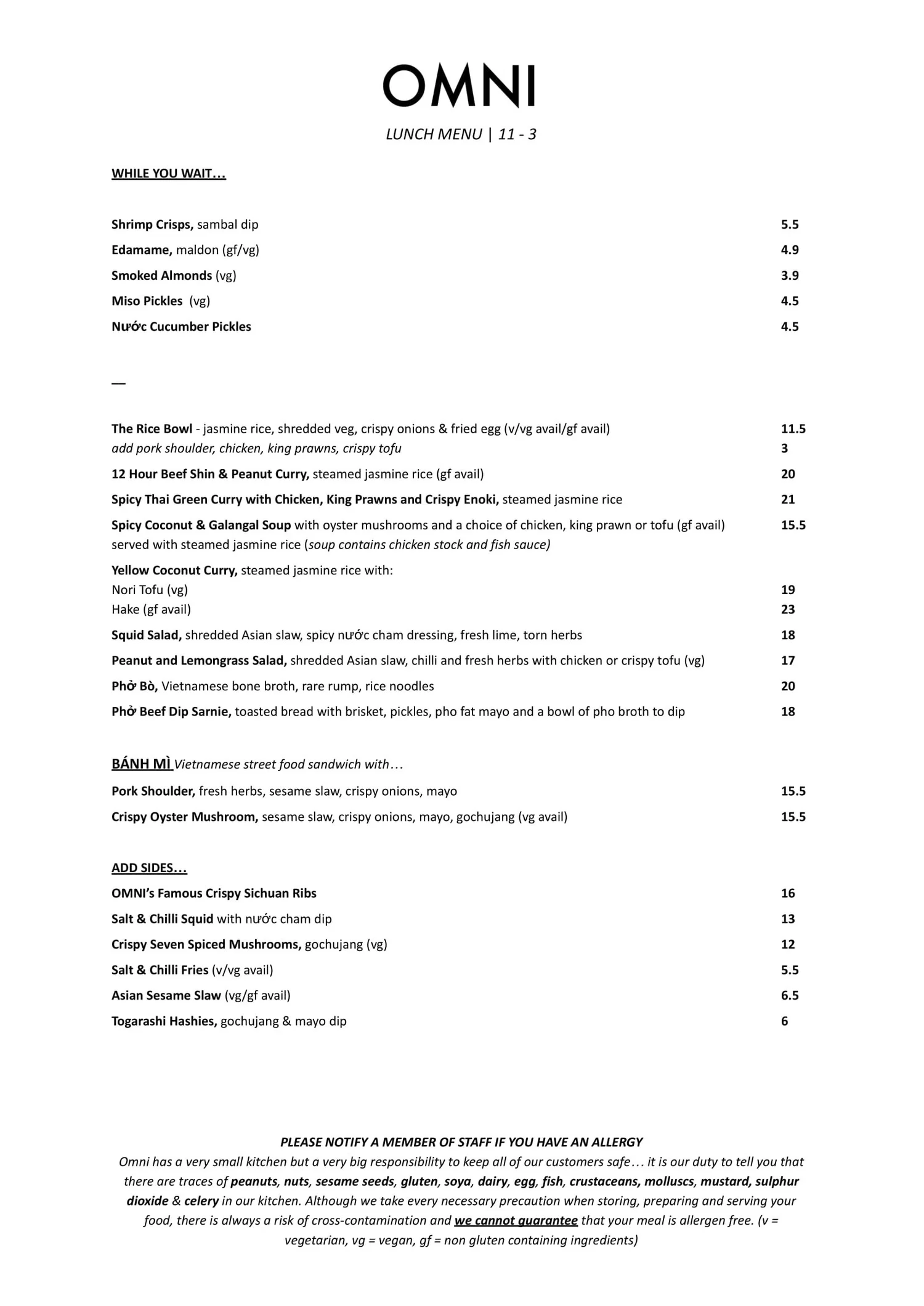 Menu — OMNI