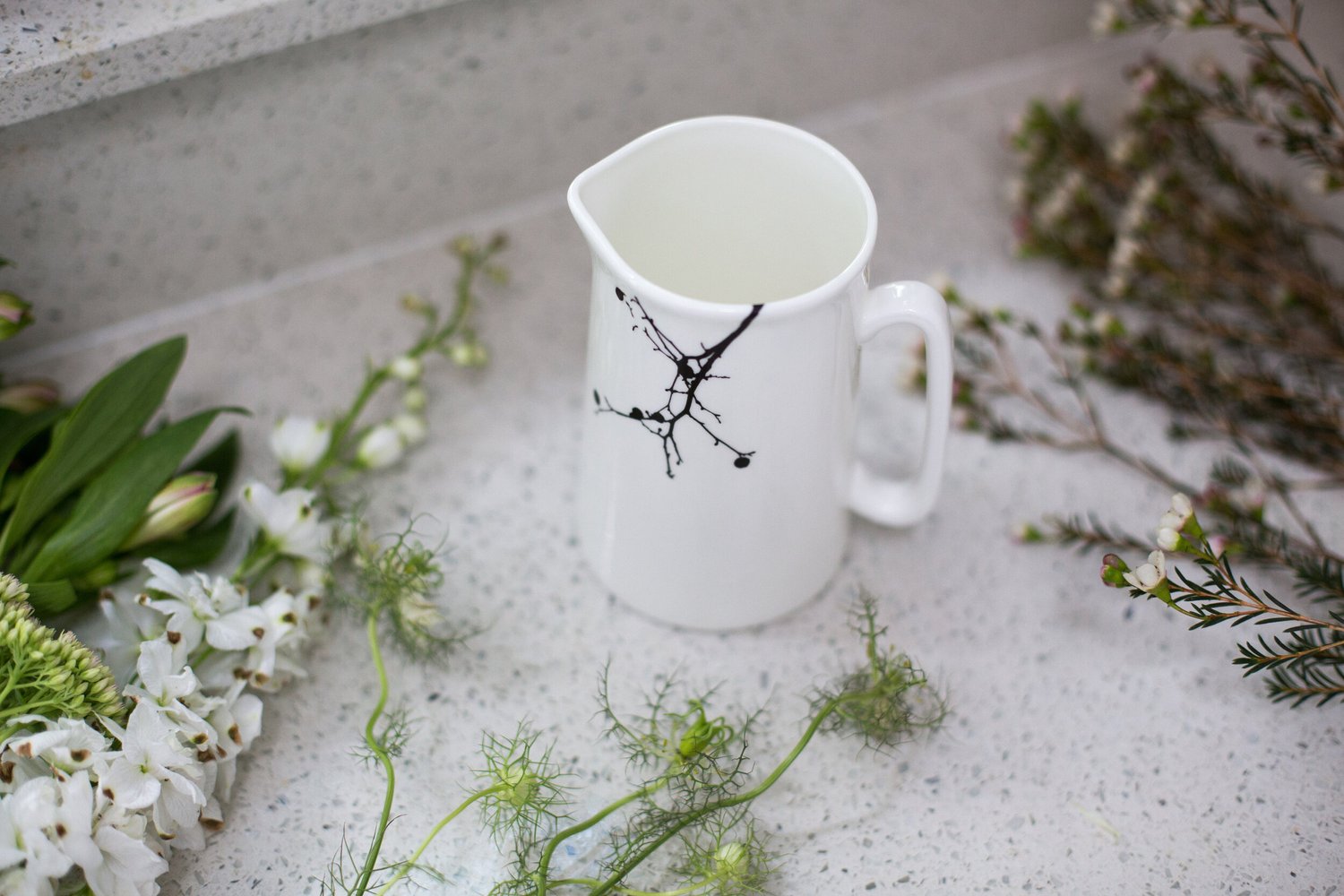 Twig Bone China Quarter Pint Jug, London Plane Tree, Monochrome Jug ...