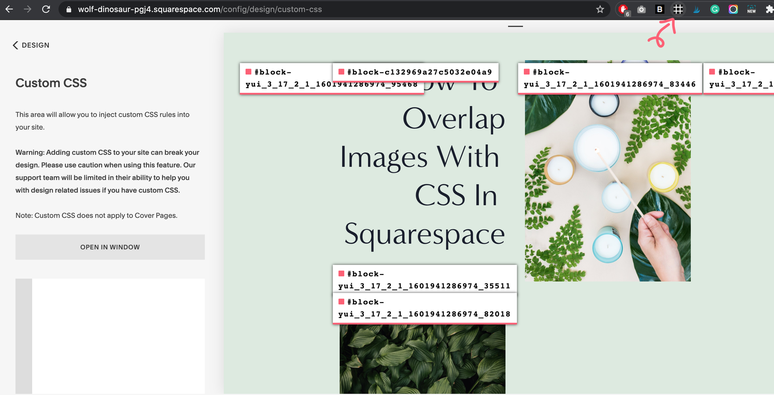 How To Layer Images In Squarespace Using CSS Code — Be Creative
