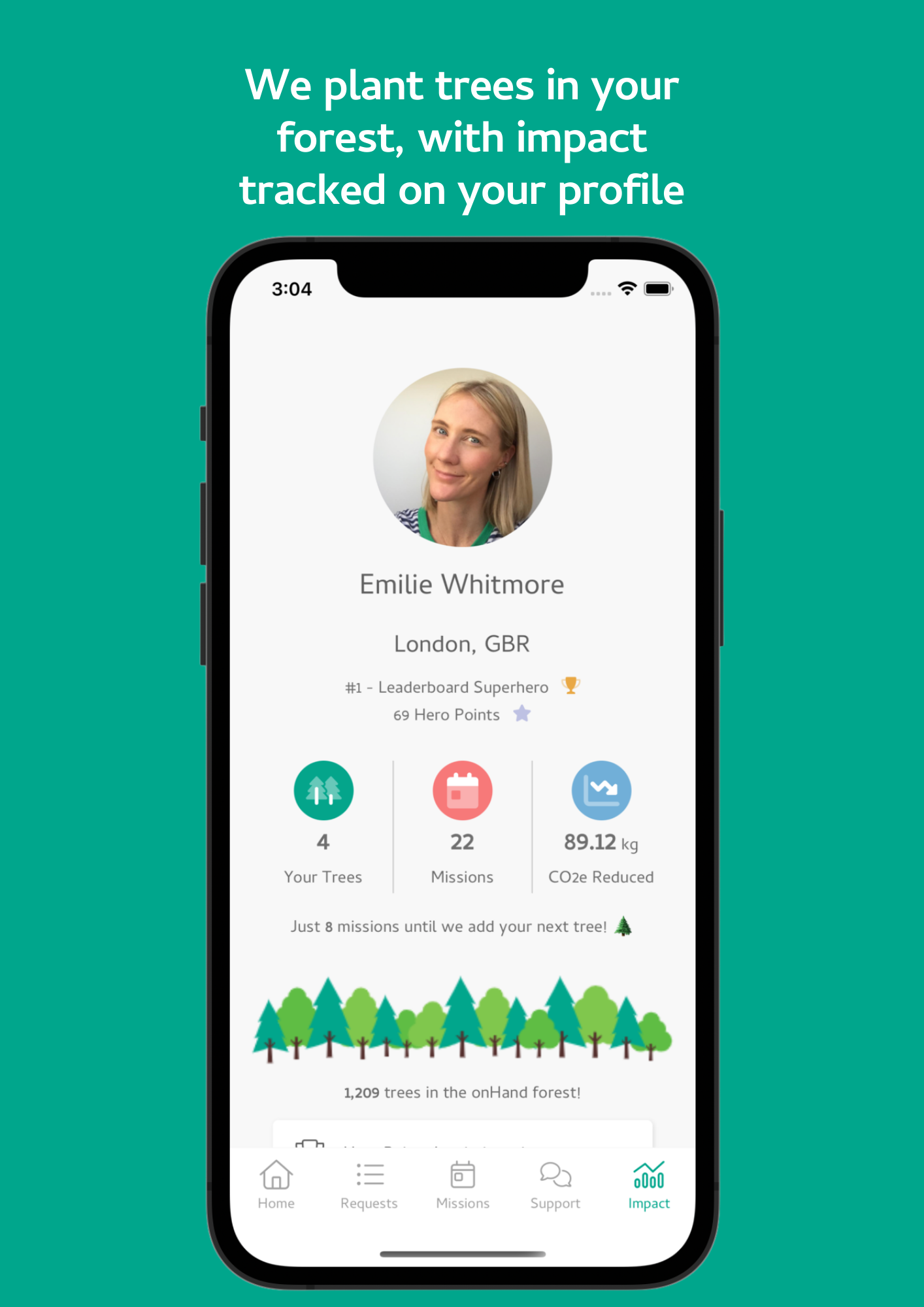 App — onHand - The Volunteer and Climate Impact Platform.