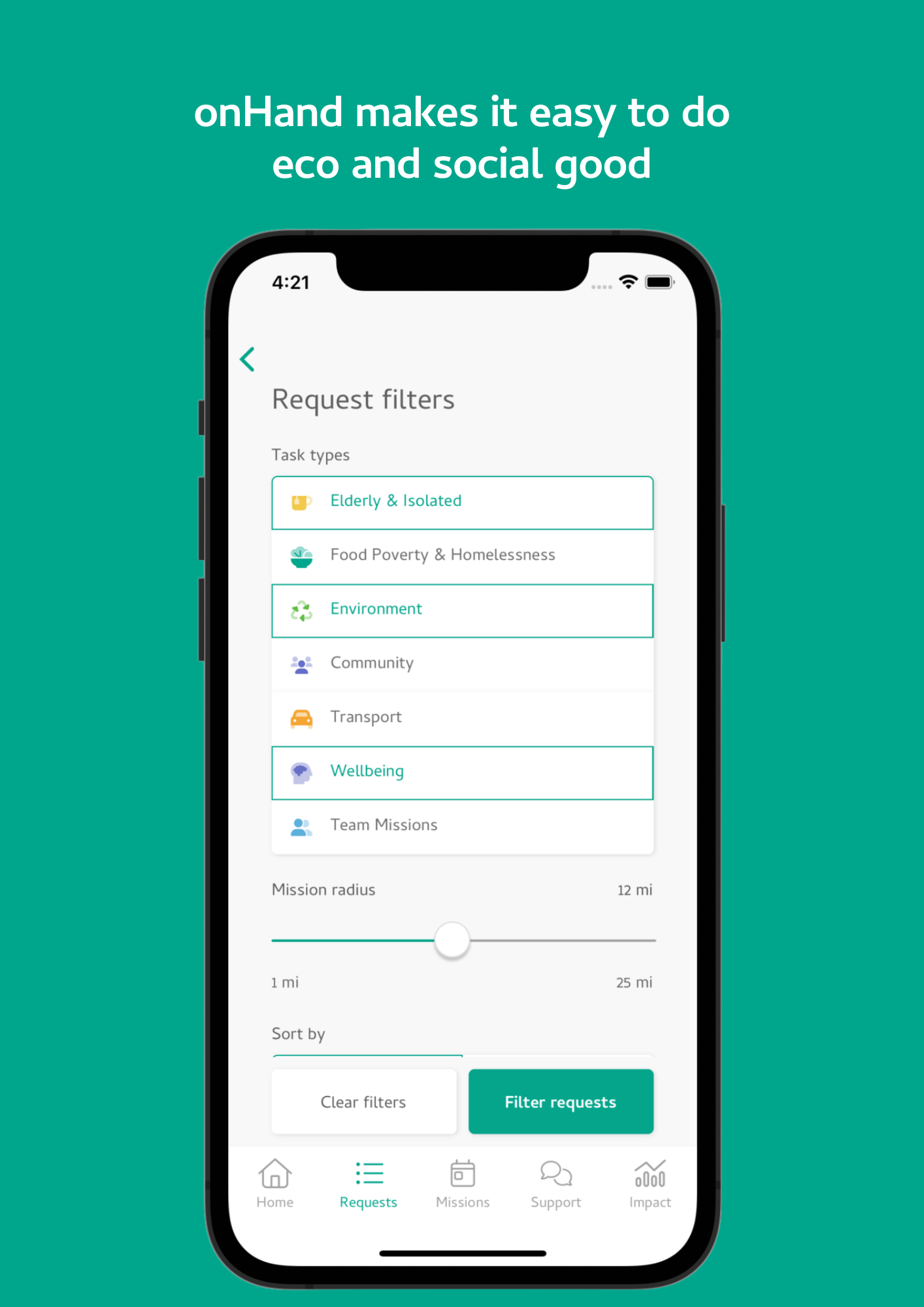 App — onHand - The Volunteer and Climate Impact Platform.