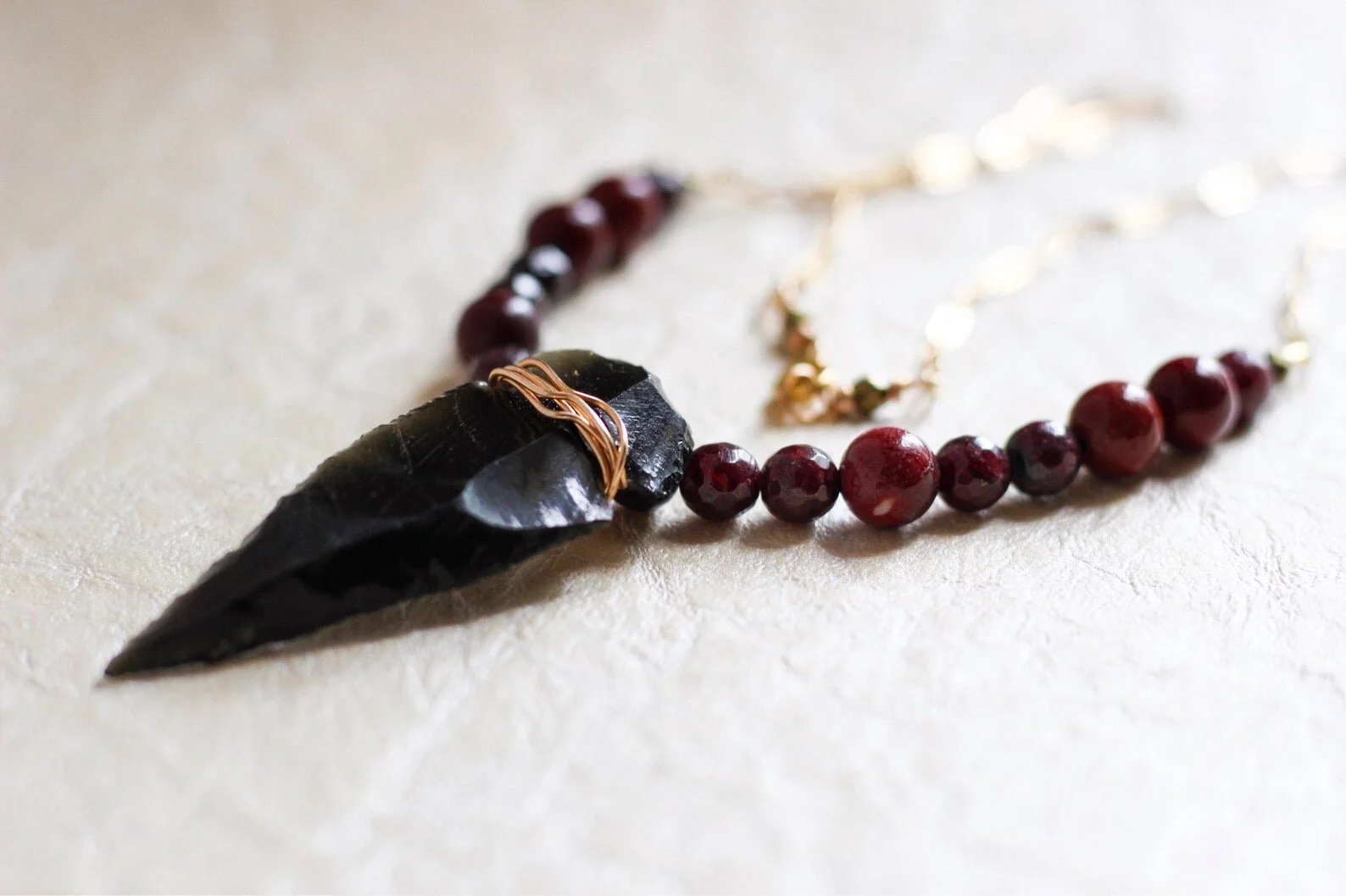 Protection Amulet Necklace | Obsidian + Garnet — Ivy+Light