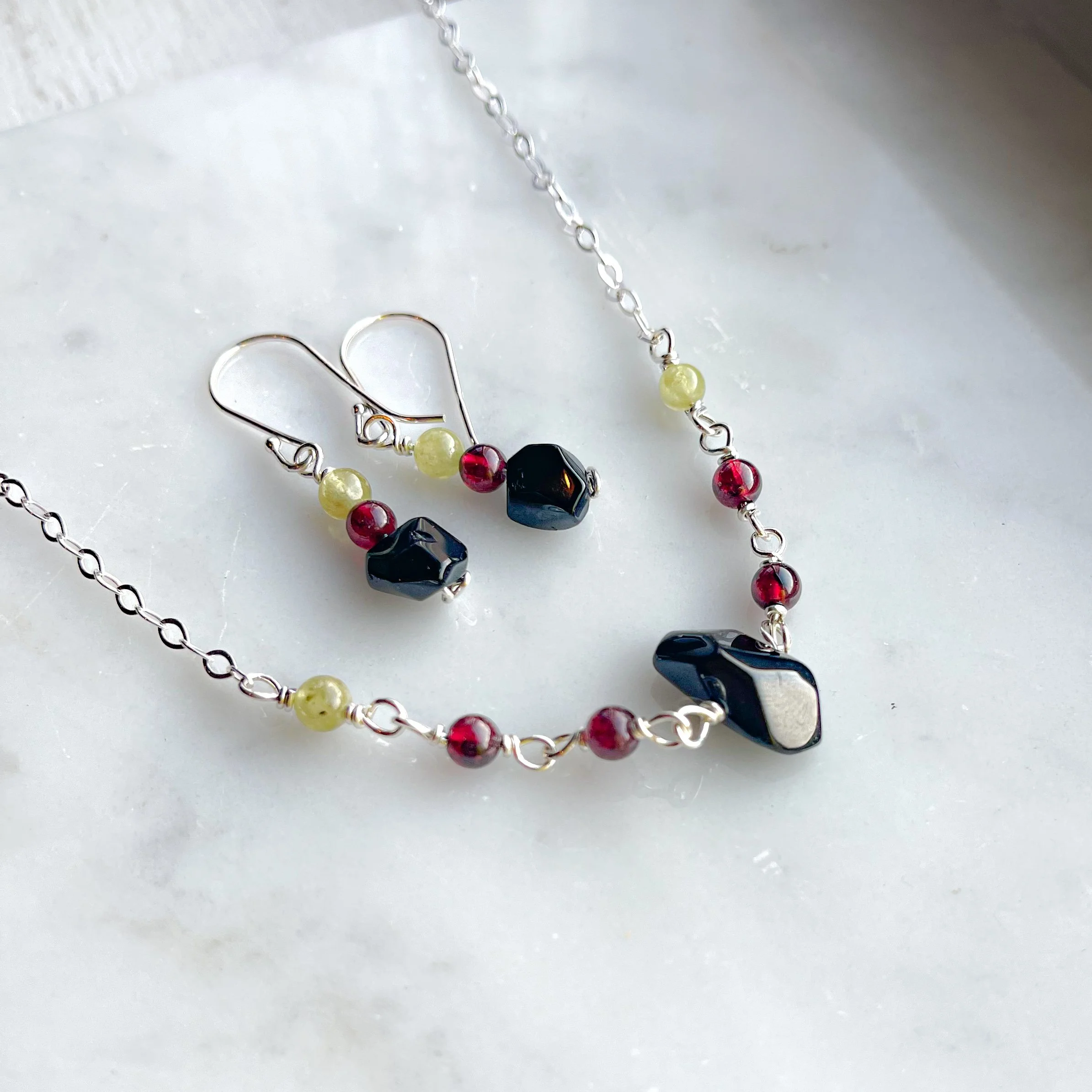 Embrace Hope Necklace | Red + Green Garnet and Black Spinel — Ivy+Light