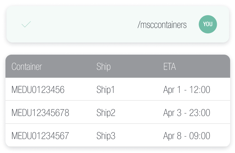 MSC Container Tracking — Poort8