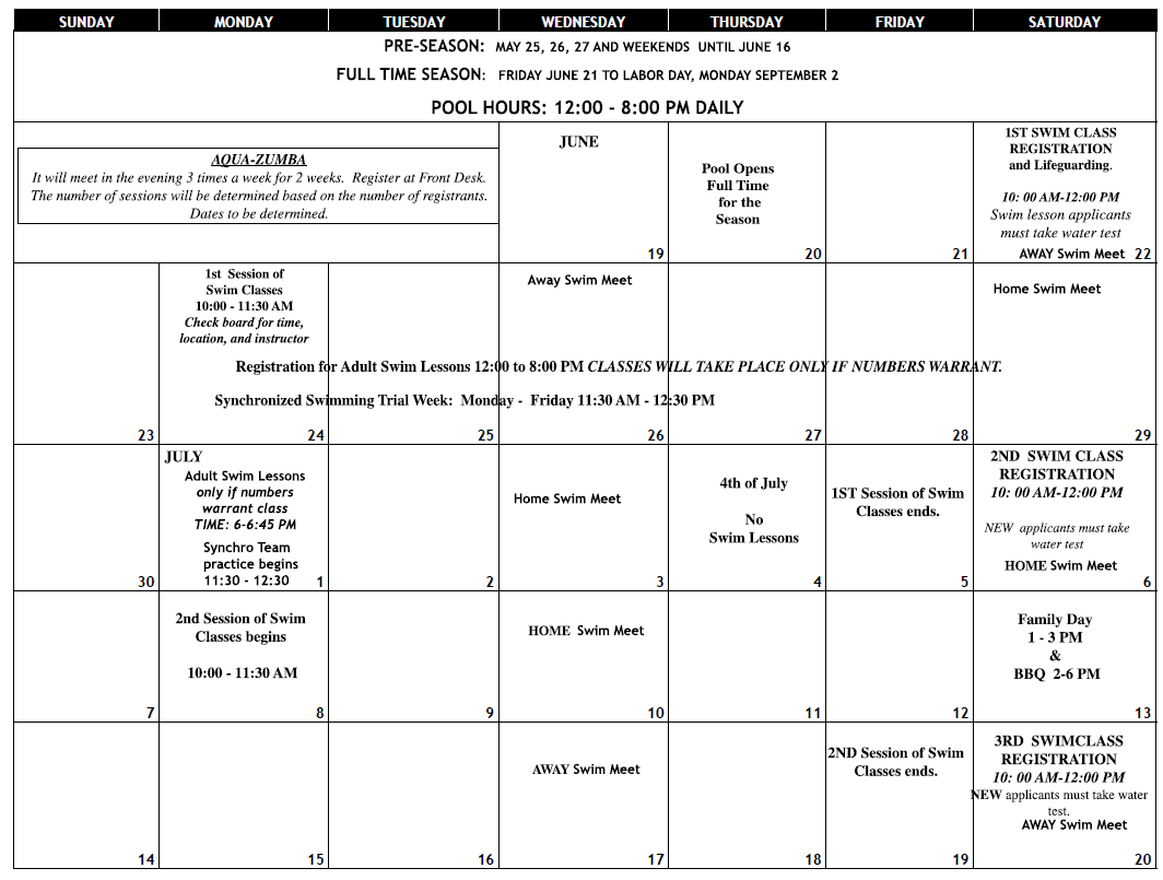 Pools, Teams, and Activities — Middlesex Borough