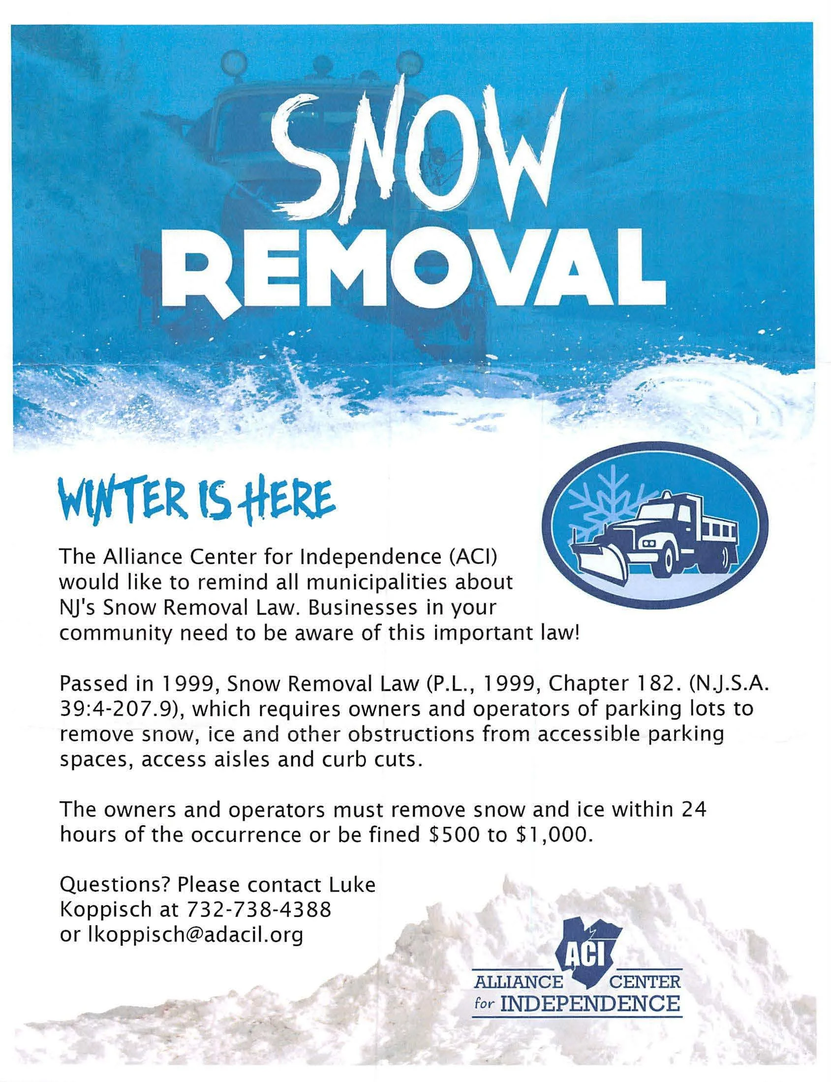 Snow Removal: Information for Business Owners — Middlesex Borough