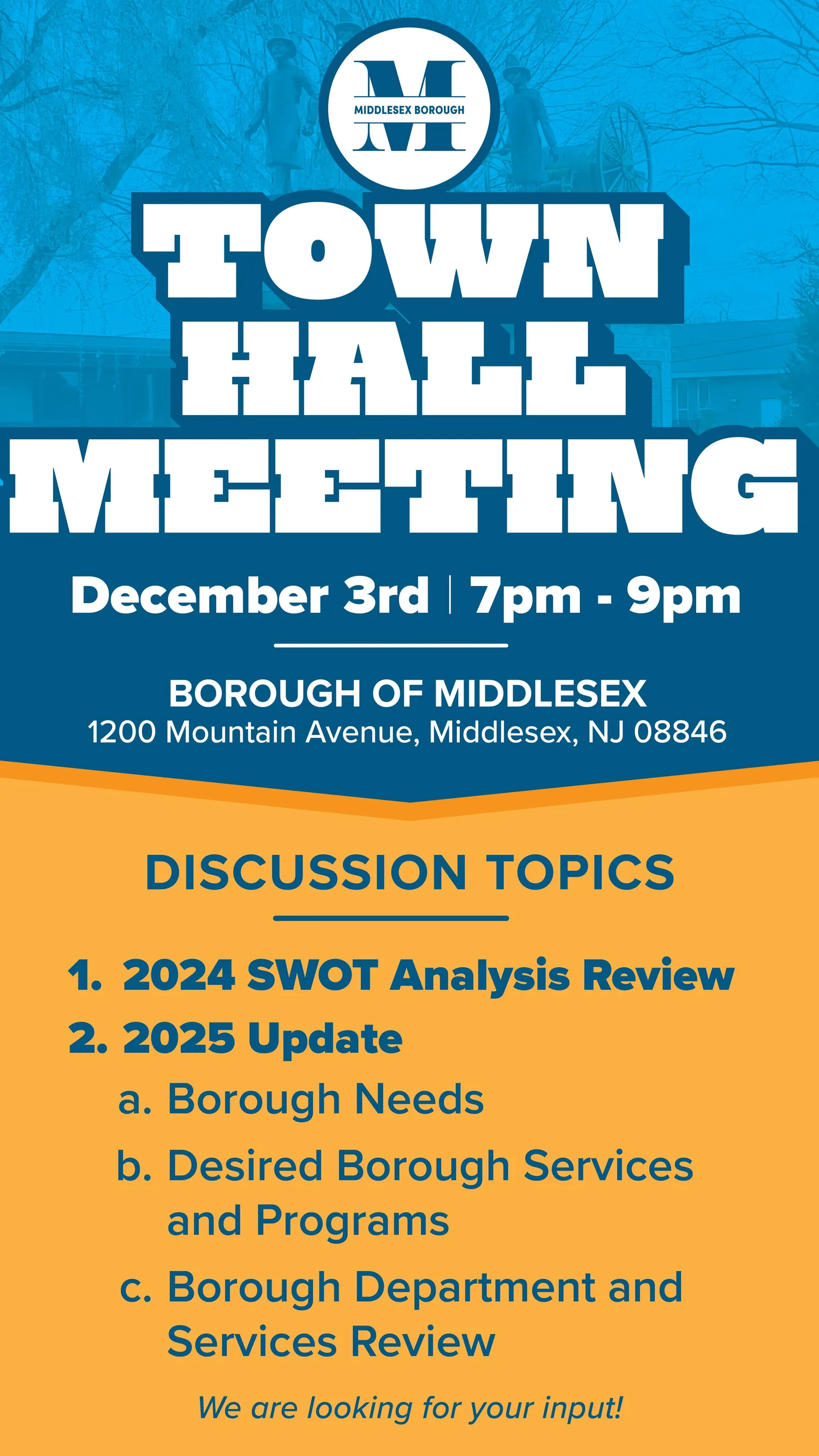 Special Town Hall Meeting — Middlesex Borough