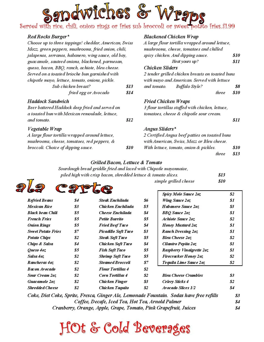 All Day Menu — Red Rocks Cafe & Tequila Bar - Centreville, VA
