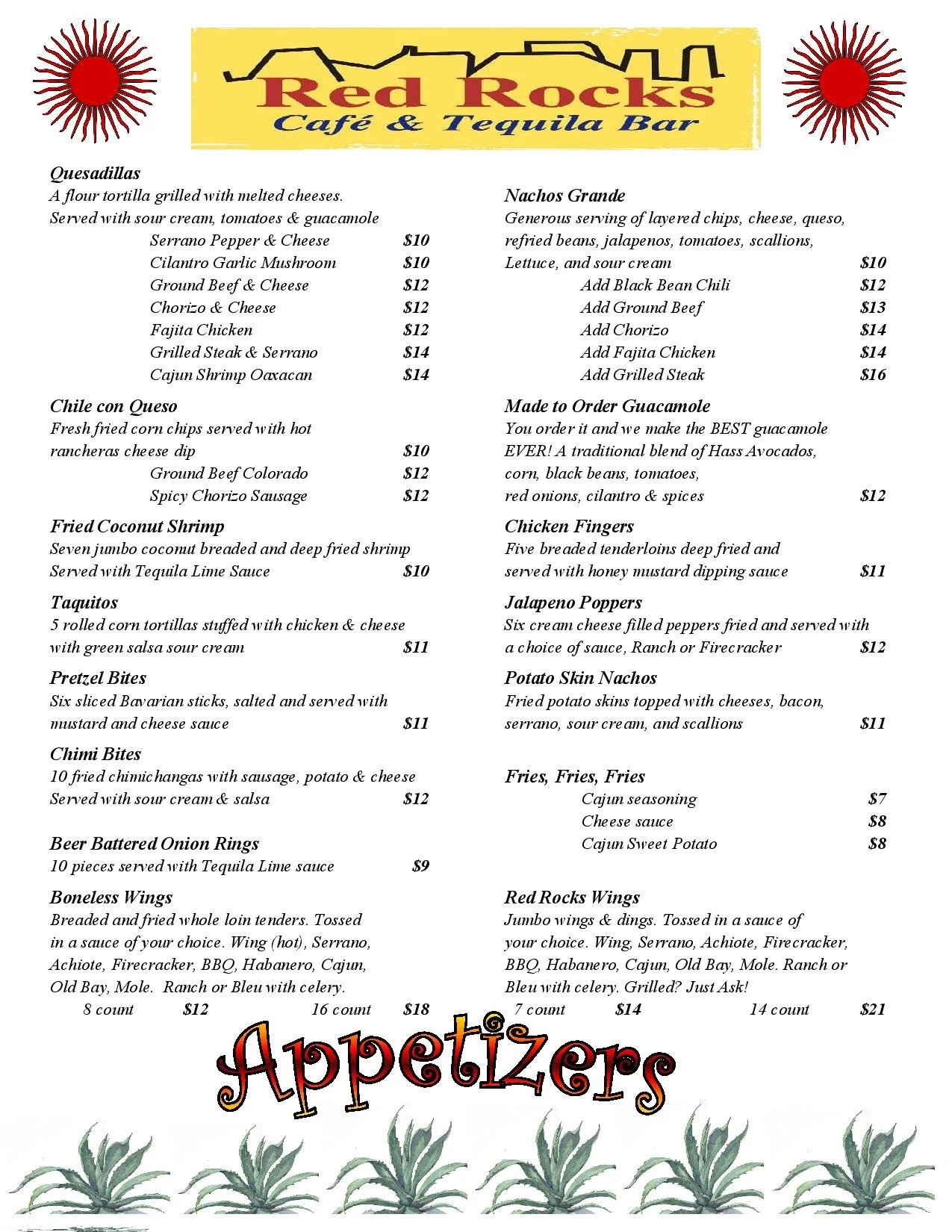 All Day Menu — Red Rocks Cafe & Tequila Bar - Centreville, VA