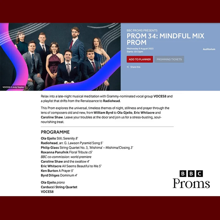 BBC Proms 2023 — VOCES8 - A Choral Ensemble