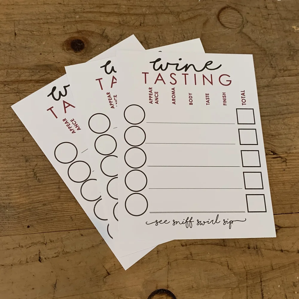 Wine Tasting Score Cards