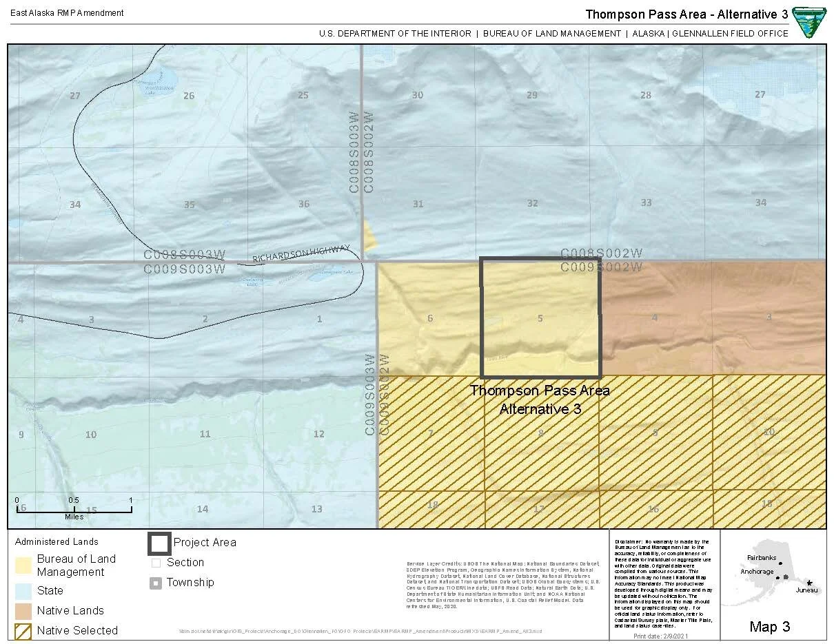 BLM Finds “No Significant Impact” of Making Thompson Pass Area Lands ...