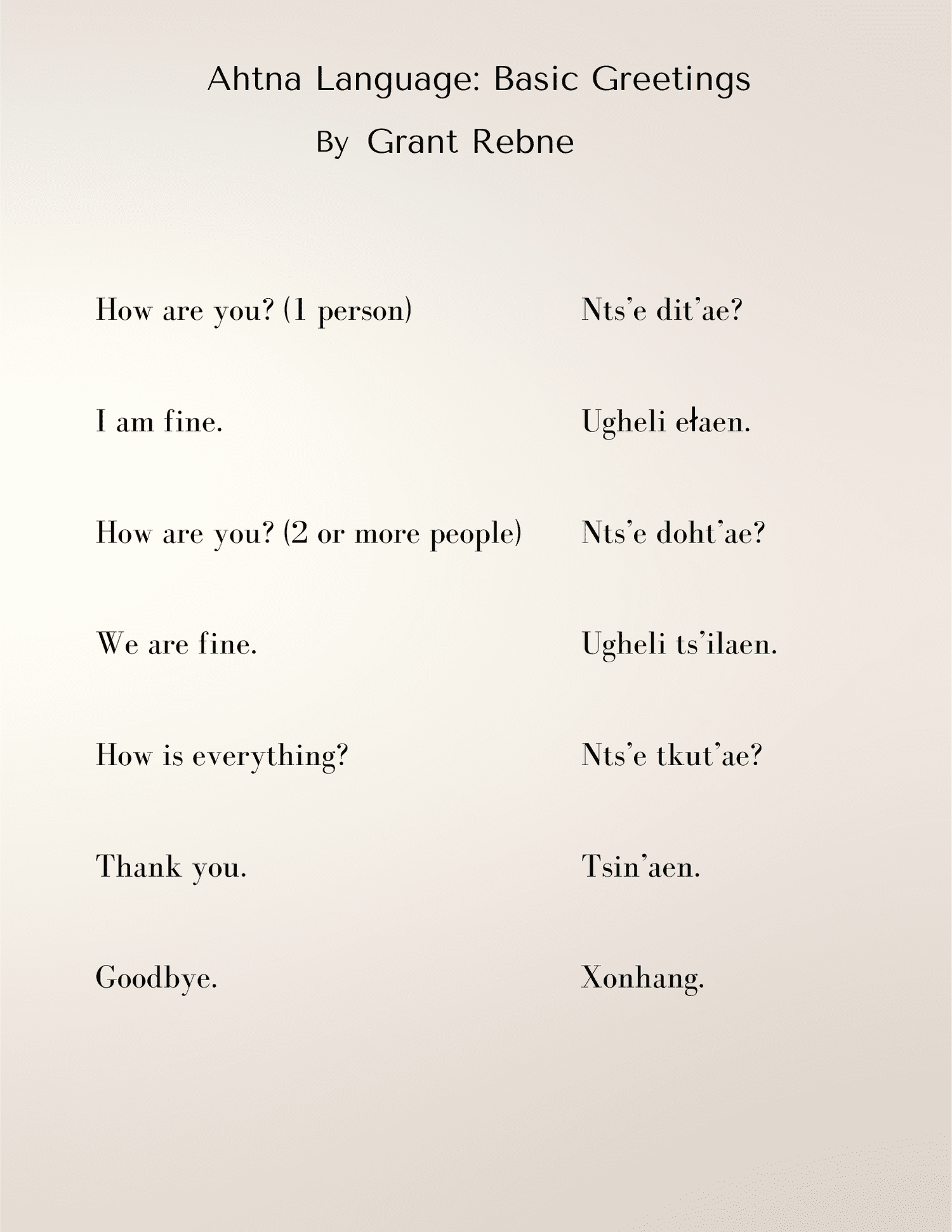 Ahtna Language — Copper River Record